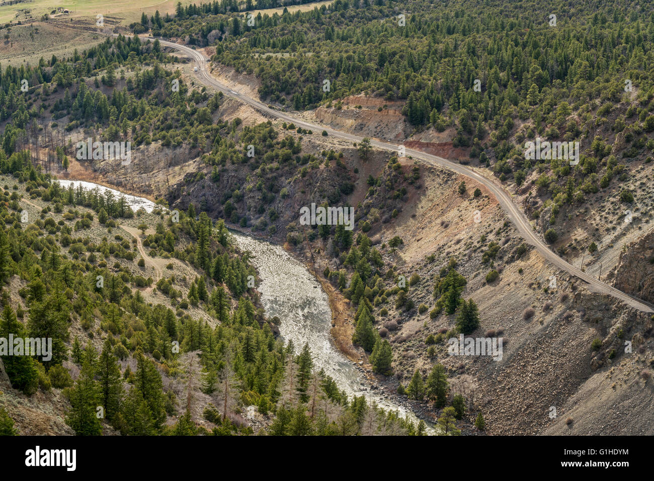Colorado River and railroad in Gore Canyon above Pumphouse Recreation ...