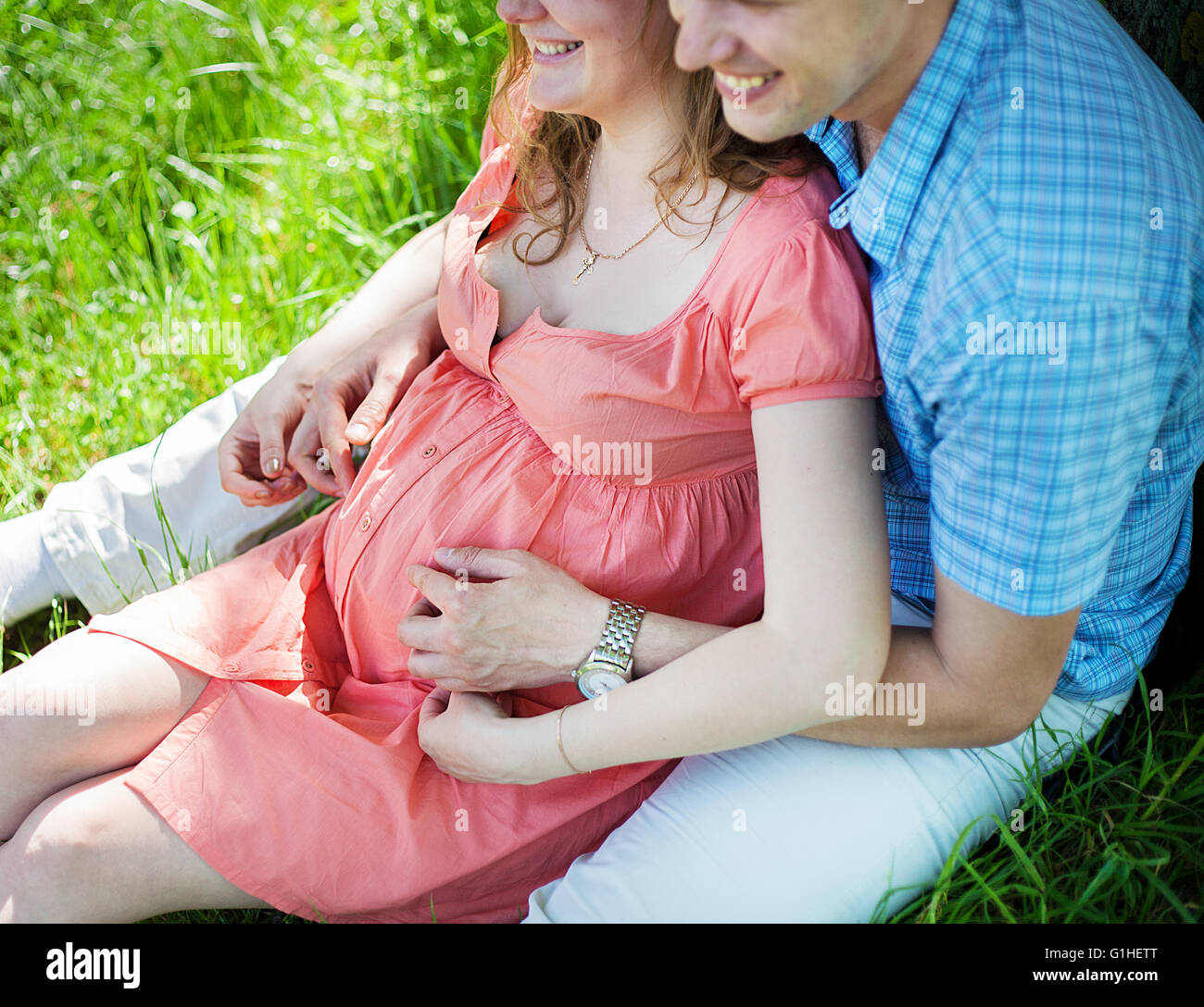 Together in waiting of baby's birth - happy man and woman Stock Photo ...