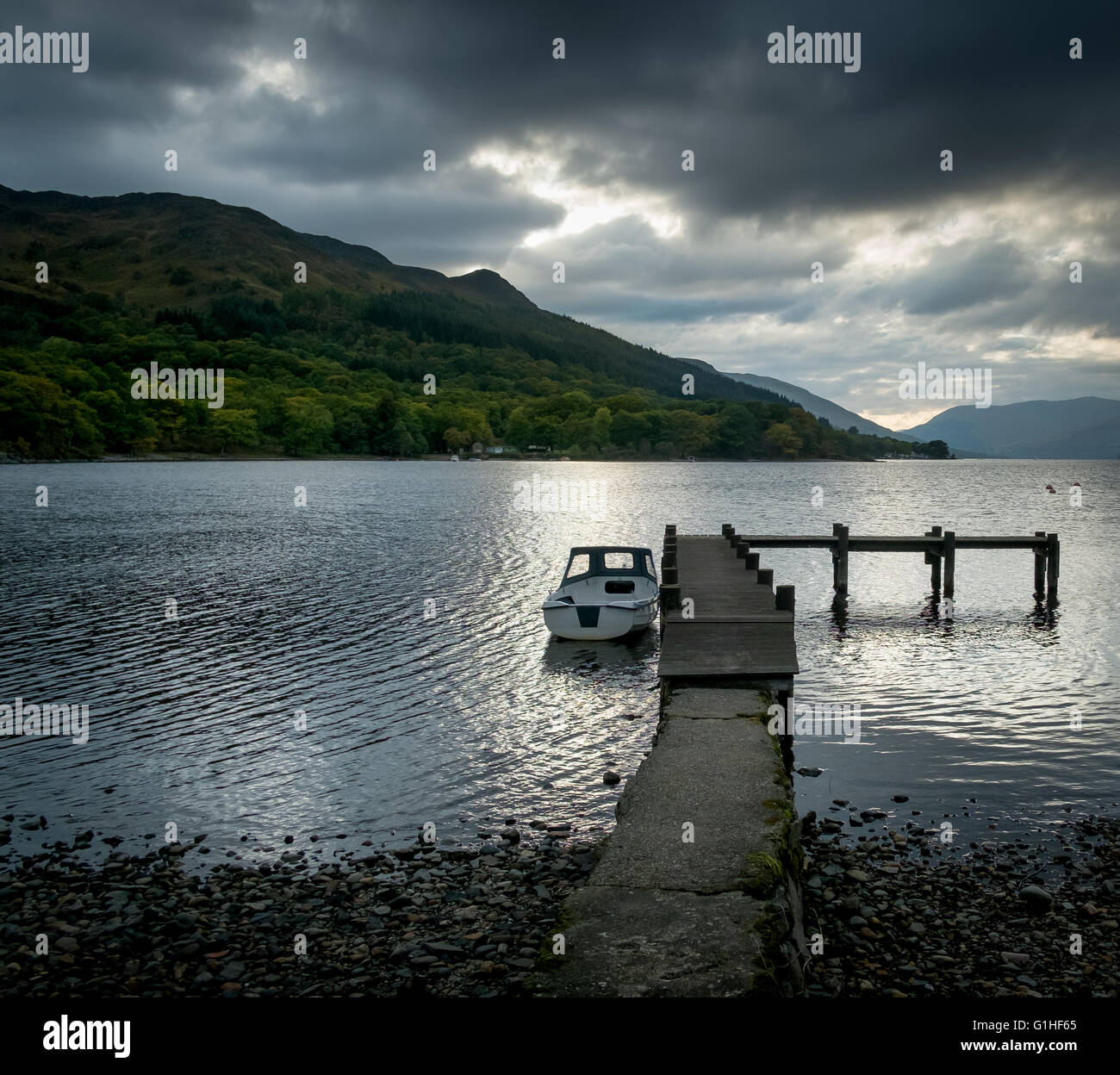 Sunset on Loch Earn at St. Fillans, Perthshire, Scotland Stock Photo ...
