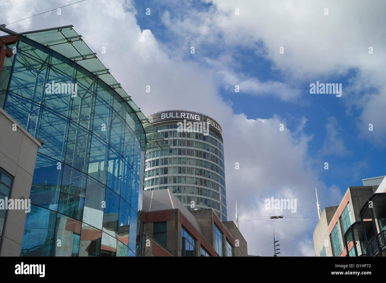 Bullring shopping centre in Birmingham. The tower is the Rotunda Stock ...