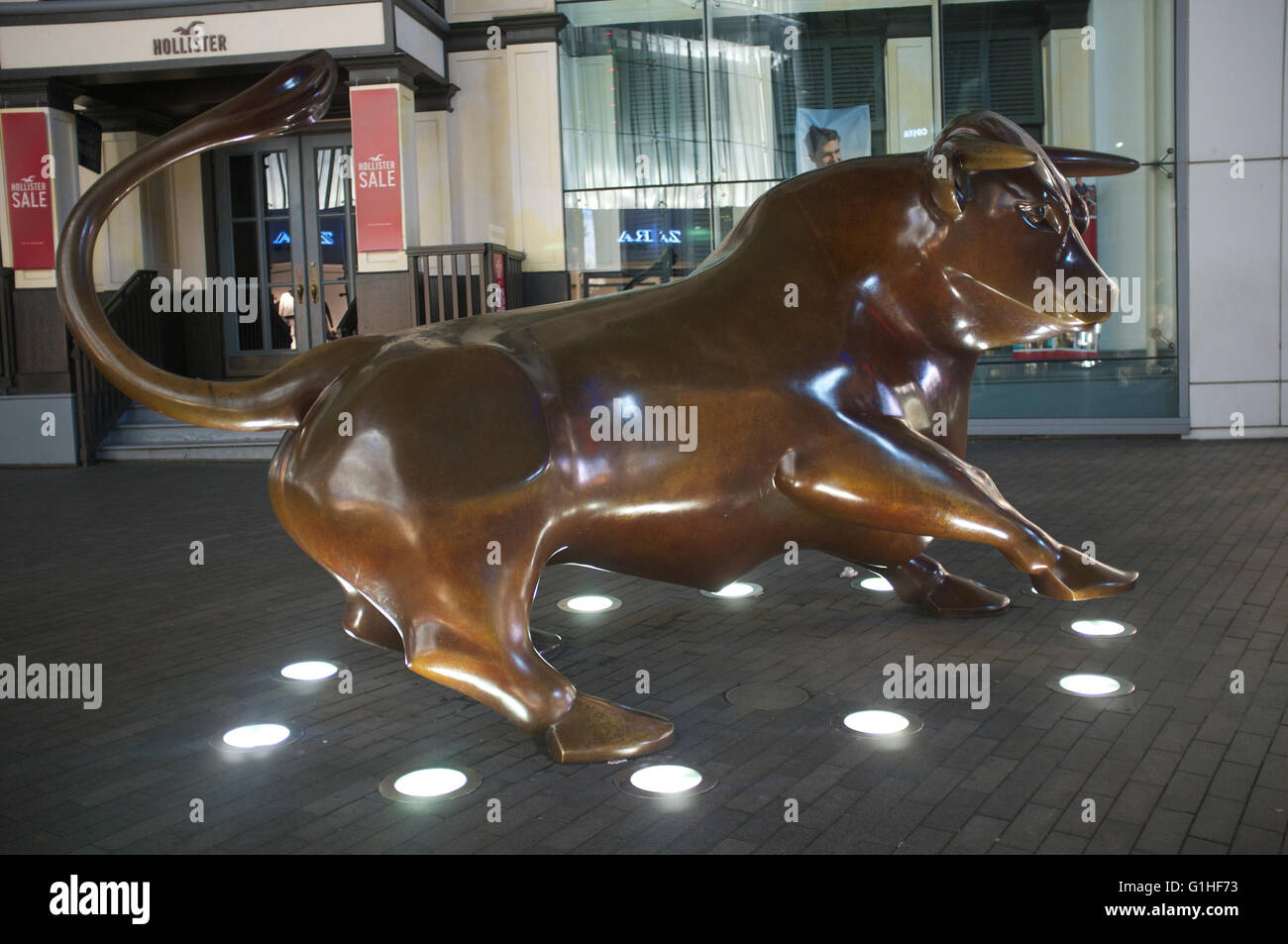 The Bullring's bull at night Stock Photo - Alamy