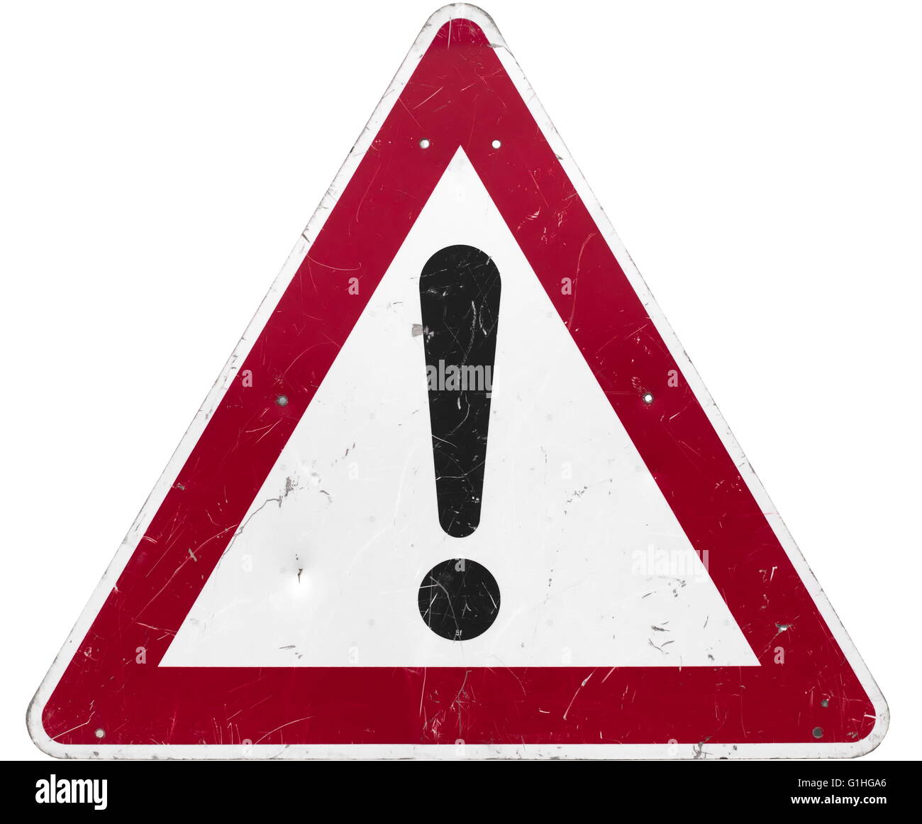 German traffic sign for warning about general dangers. It has a used ...