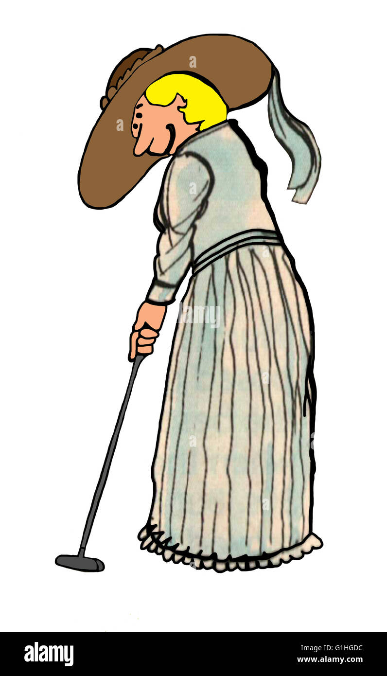 Illustration of Victorian woman playing croquet Stock Photo - Alamy