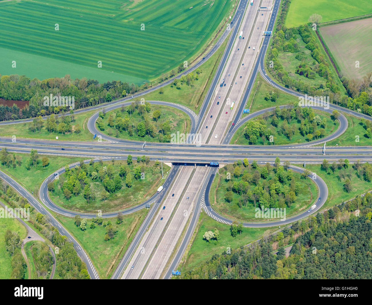 Aerial highway junction hi-res stock photography and images - Alamy