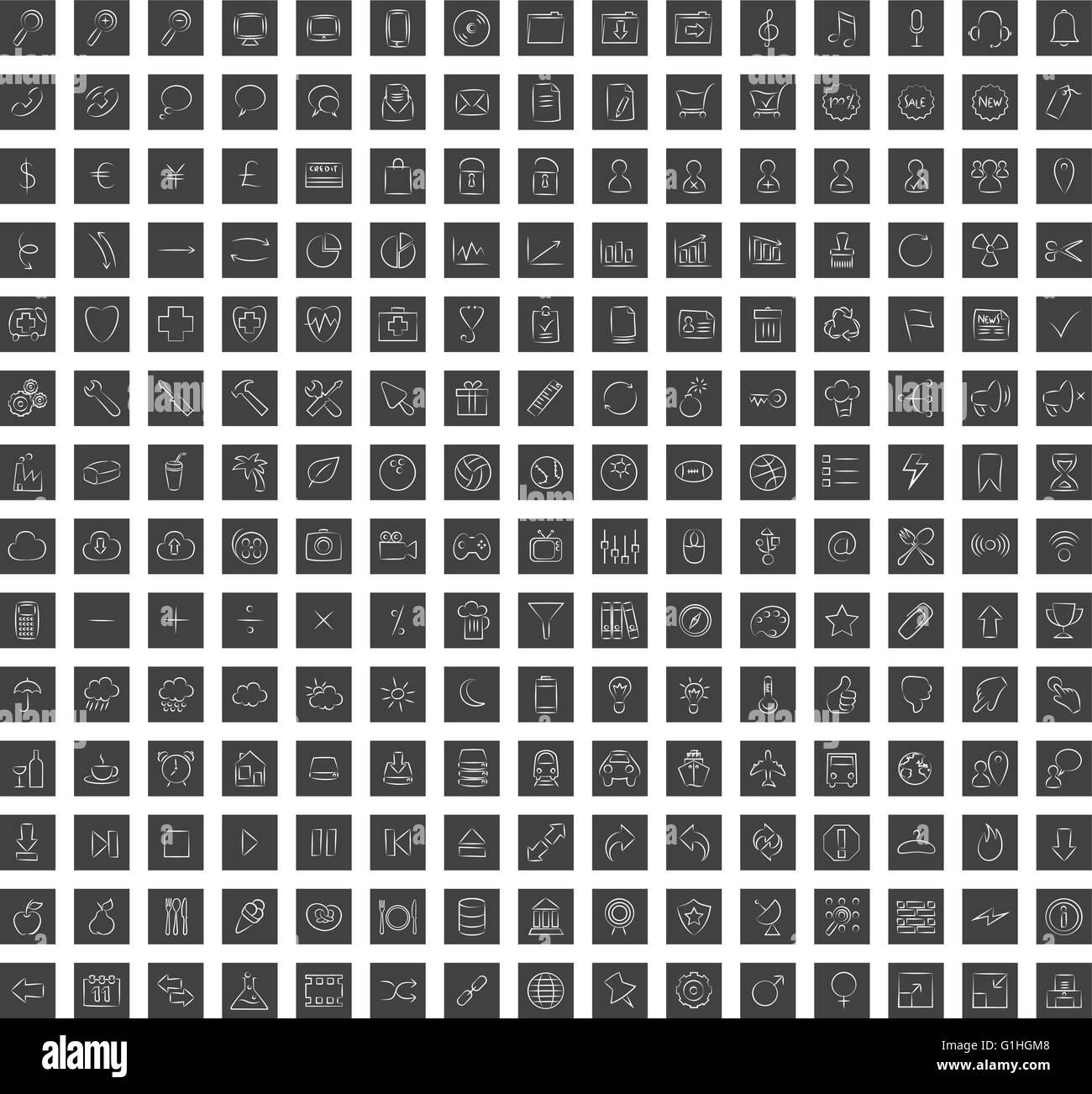 vector illustration of doodle icons set in black and white mode Stock ...