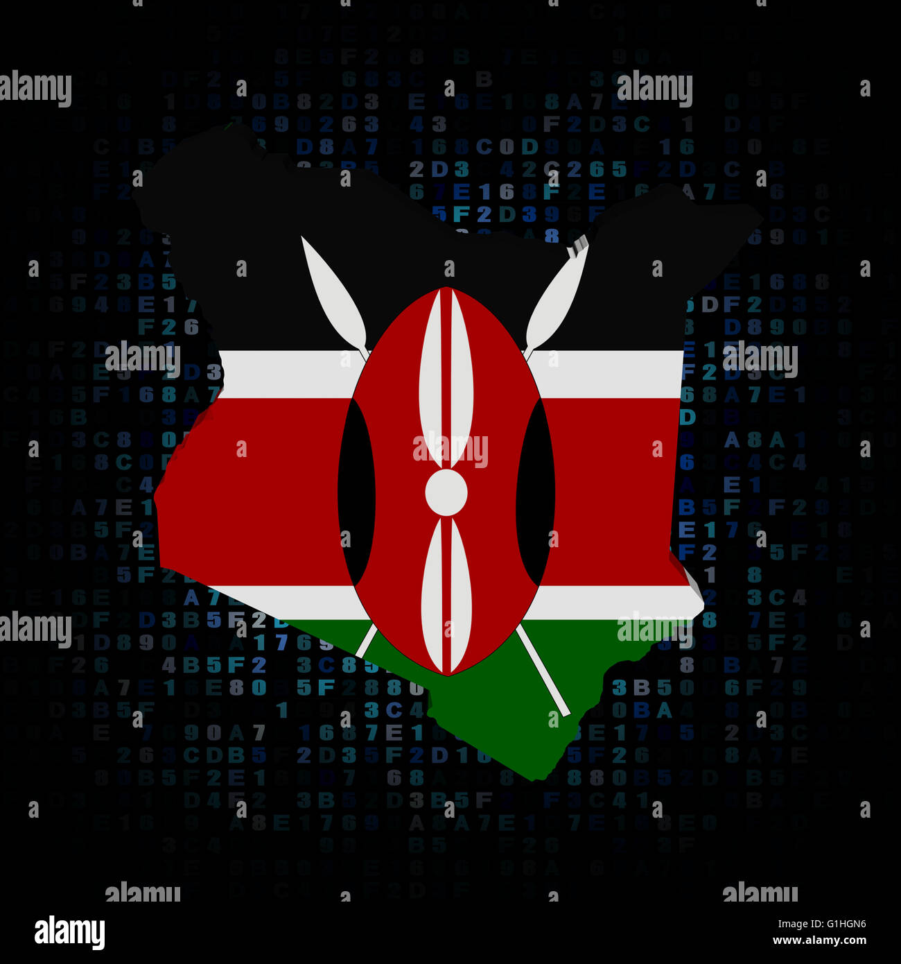 Kenya map flag on hex code illustration Stock Photo - Alamy