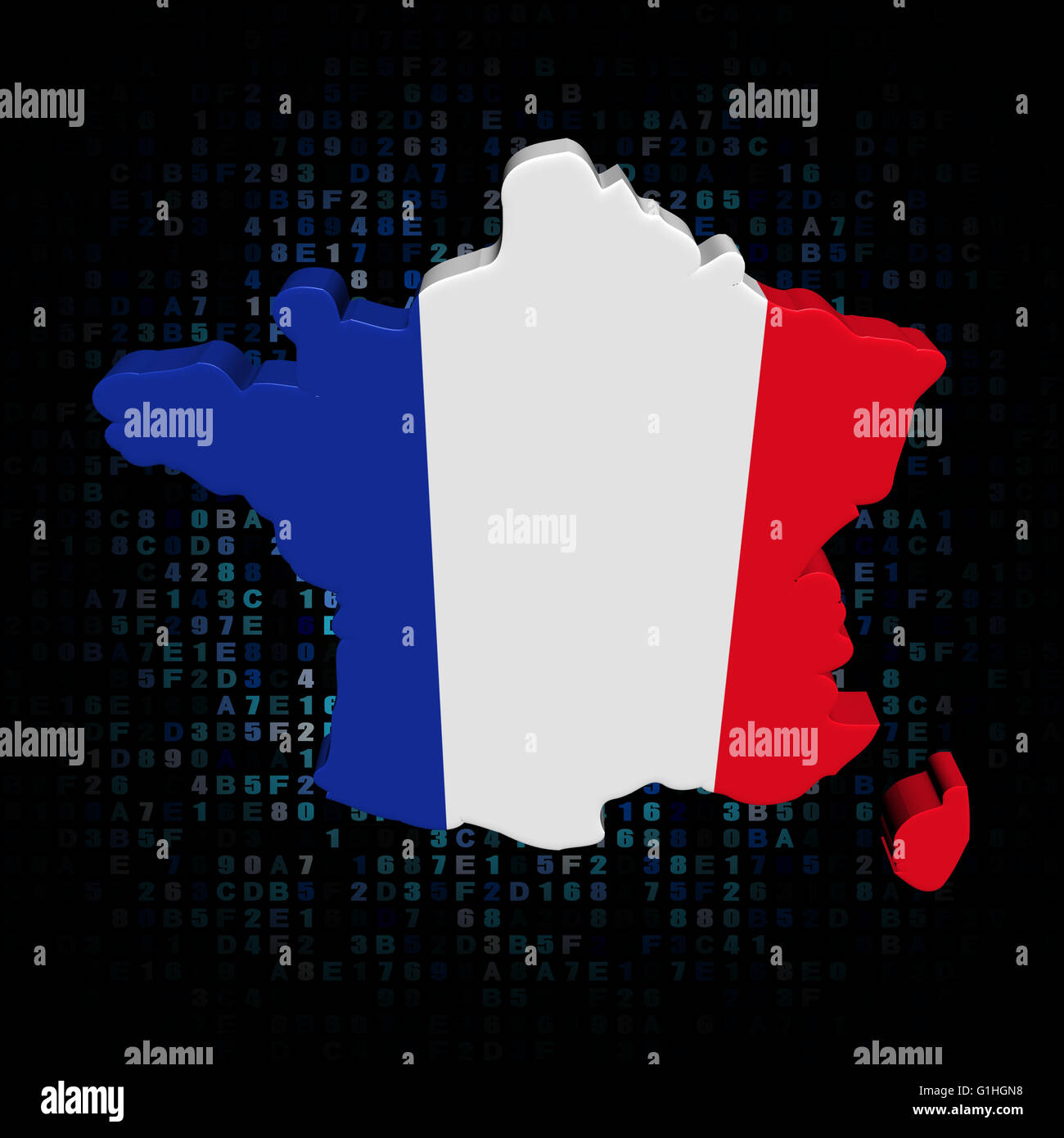 France map flag on hex code illustration Stock Photo - Alamy
