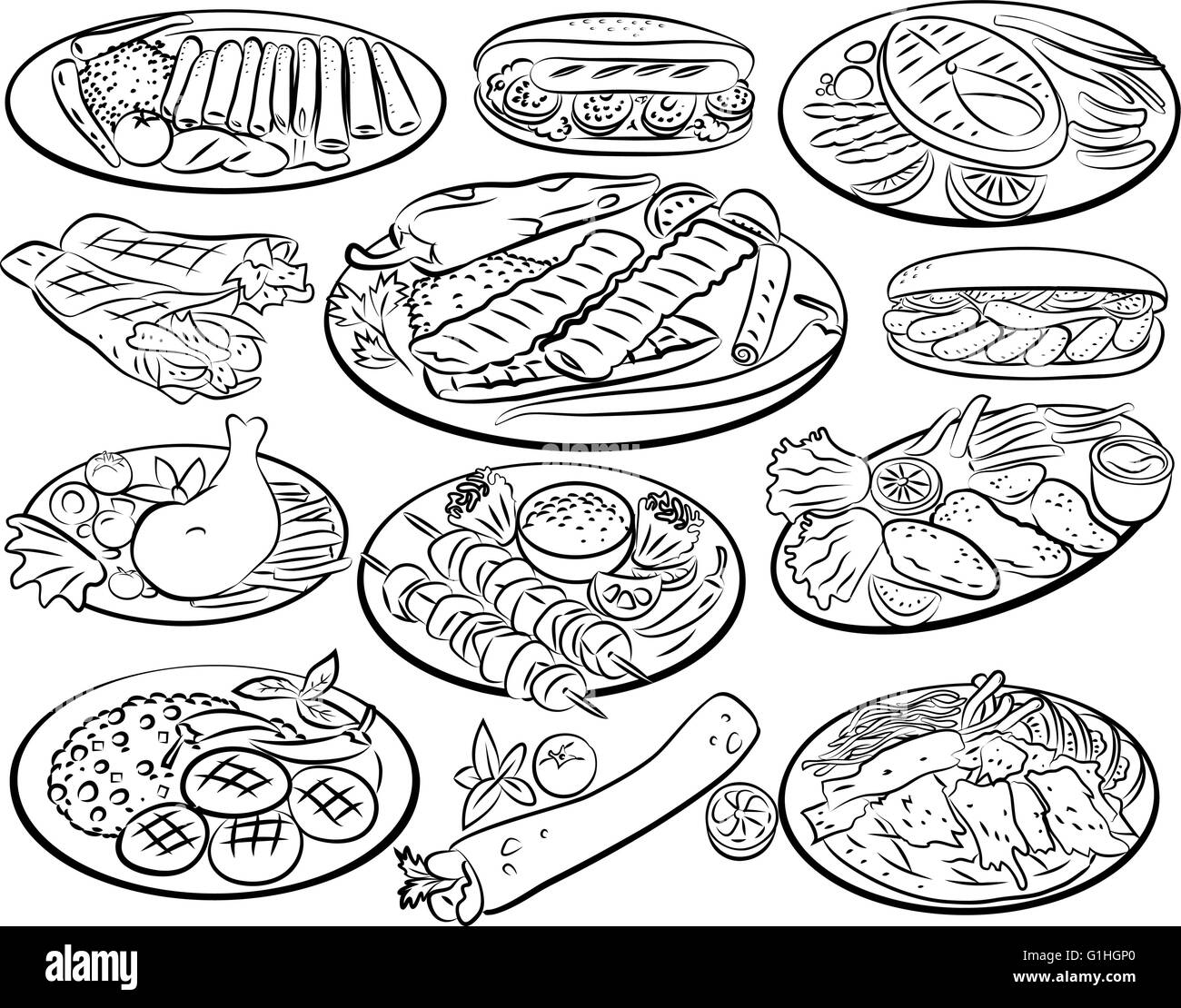 Vector illustration kebab on Black and White Stock Photos & Images - Alamy