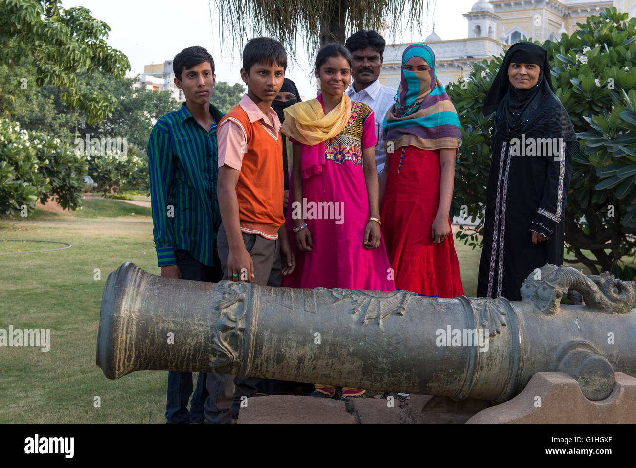 Muslim & Hindu Friends Visiting Chowmahalla Palace, Hyderbad Stock ...