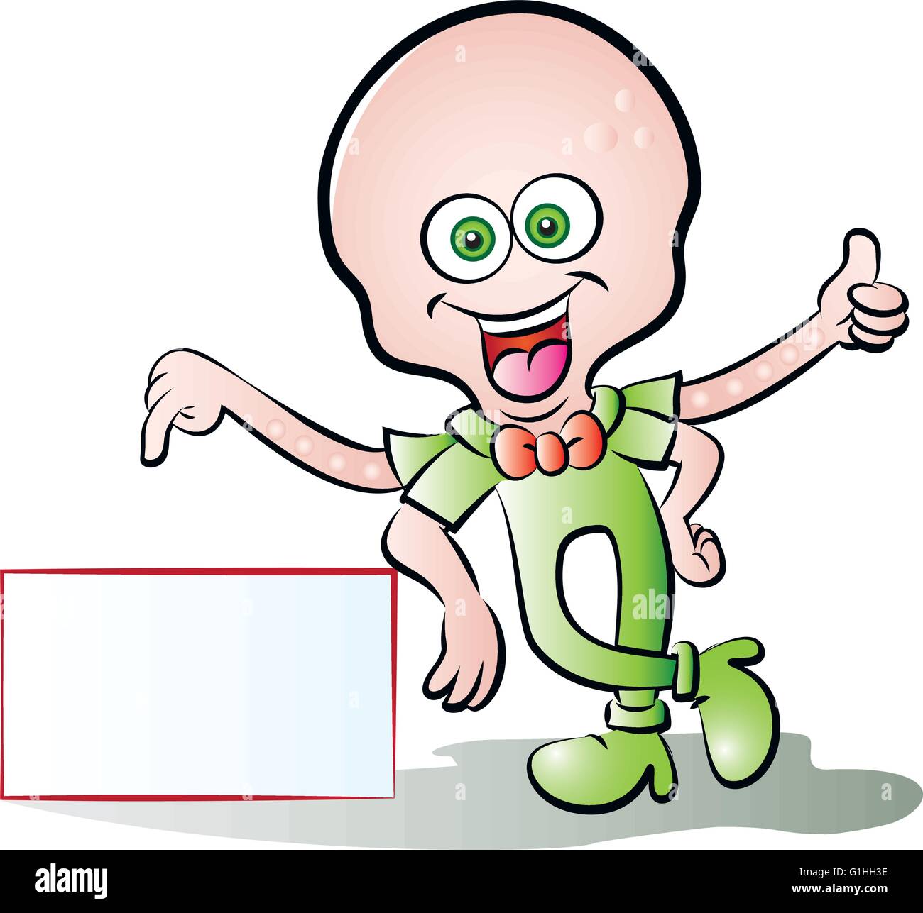 vector illustration of Octopus mascot with blank signboard making ...