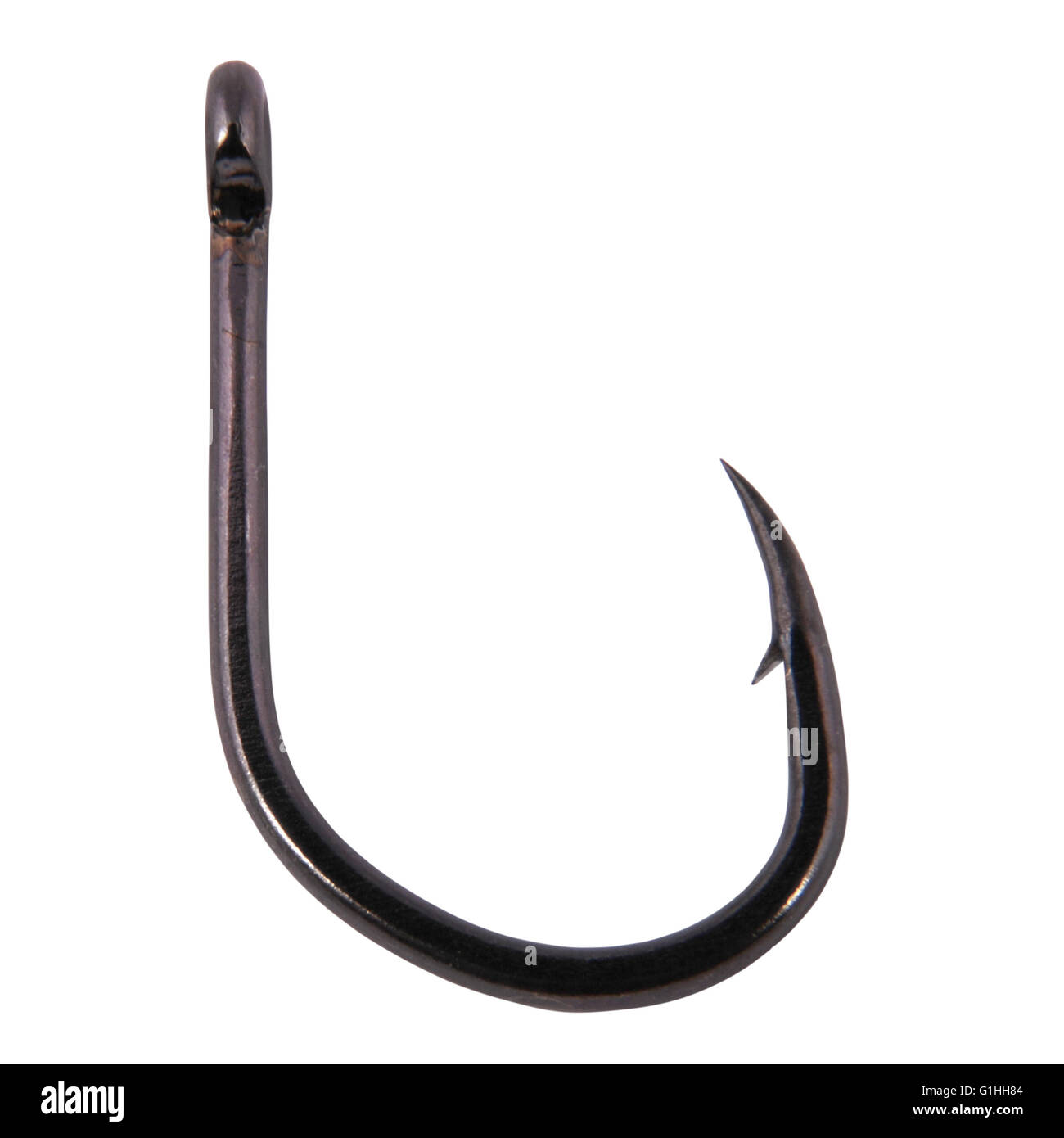 Black fish hook isolated on white. Clipping path inside Stock Photo - Alamy