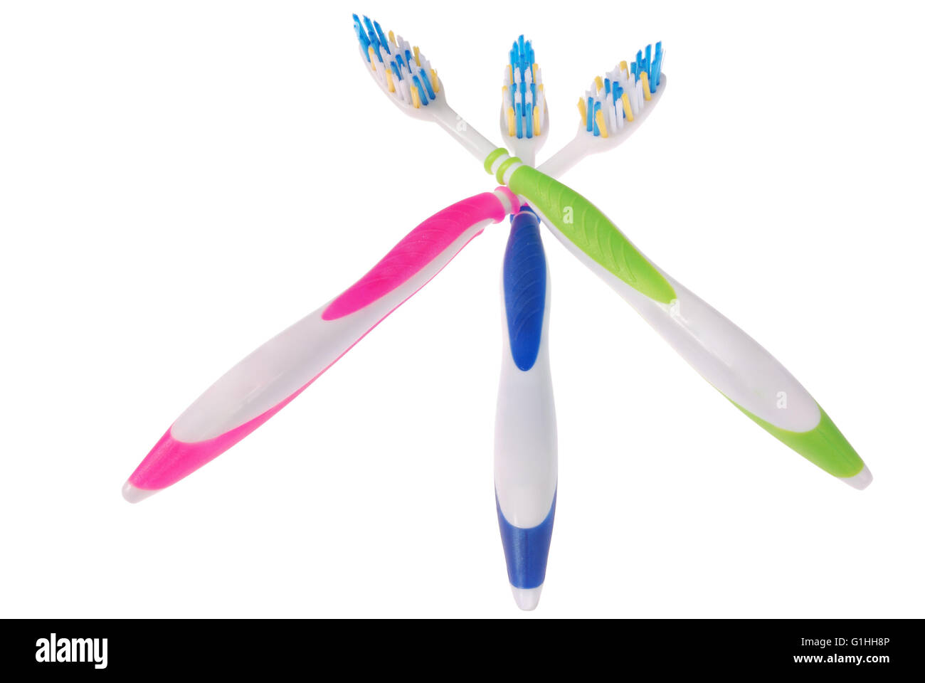 Colored toothbrushes. Isolated on white background. Clipping path ...
