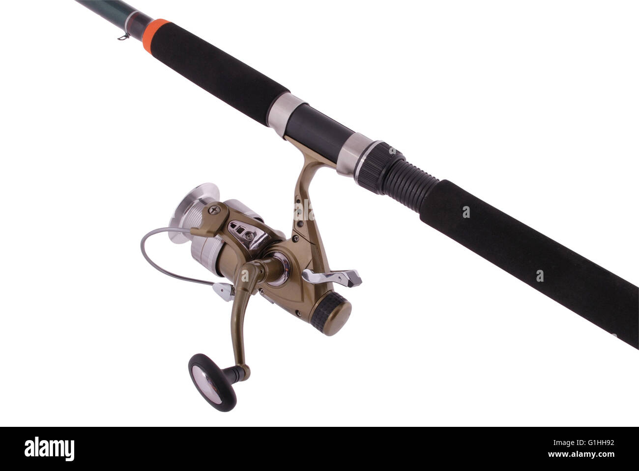 Spinning for fishing isolated on white. Clipping path included Stock ...