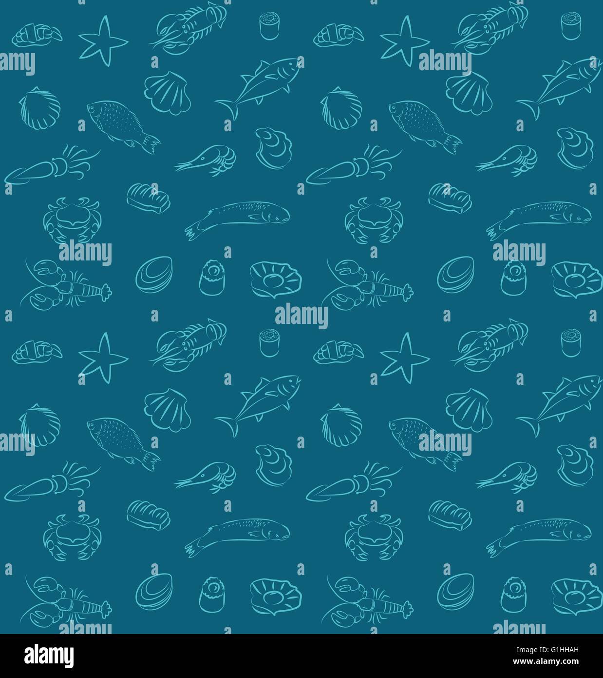 Vector illustration of seamless seafood pattern Stock Vector Image ...