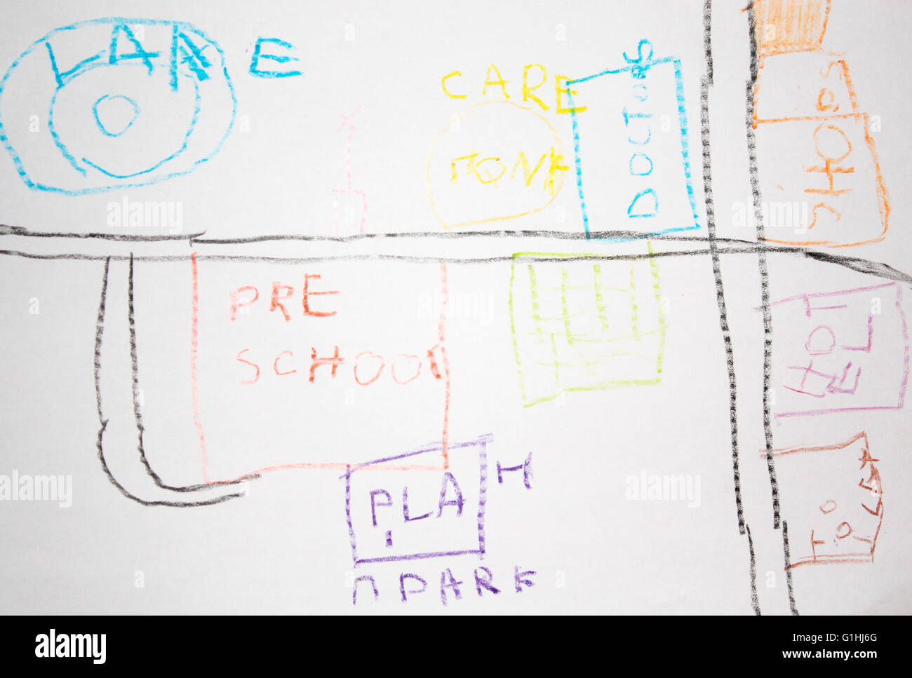 Child drawing map hi-res stock photography and images - Alamy
