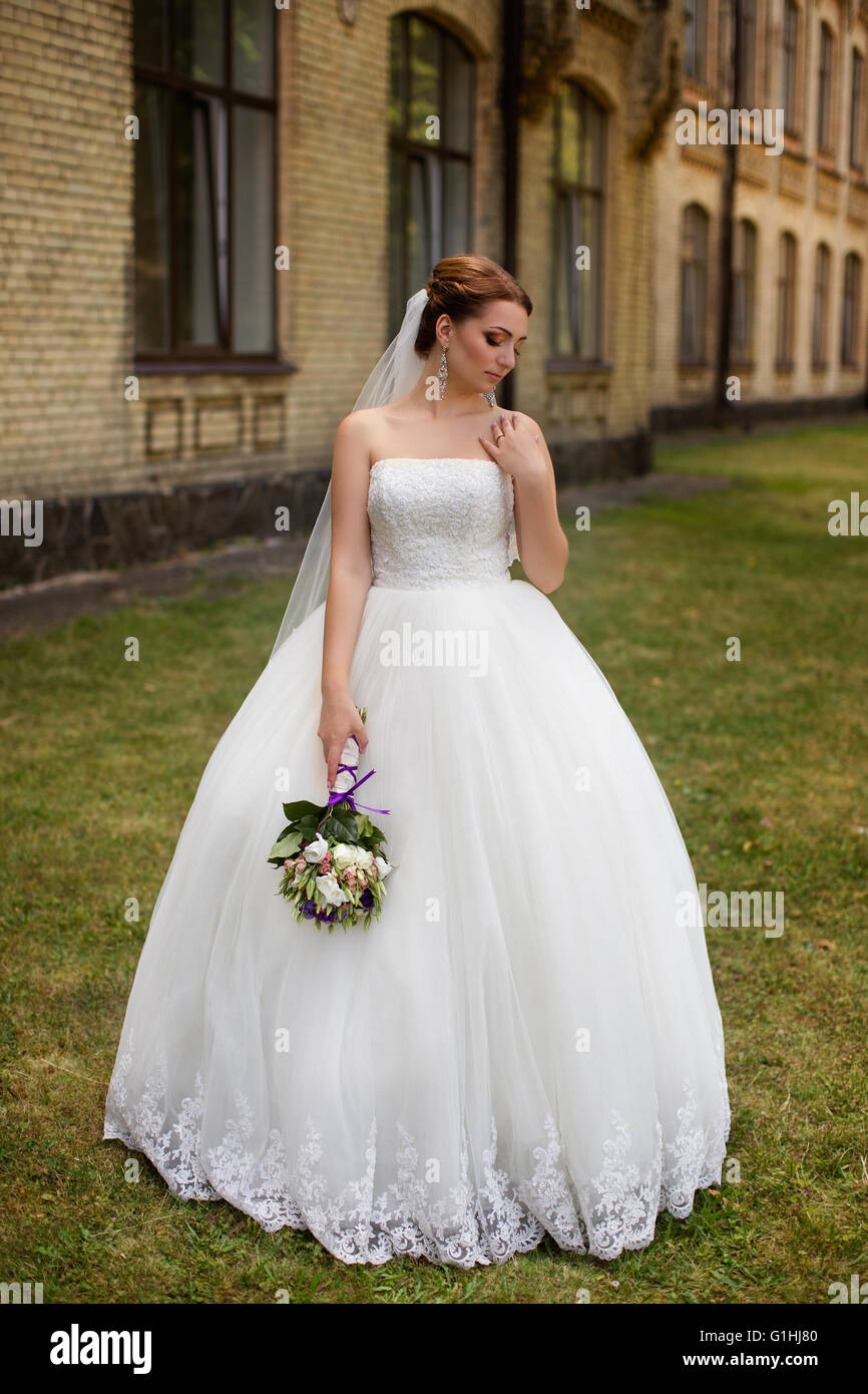 Beautiful bride posing outdoors hi-res stock photography and images - Alamy