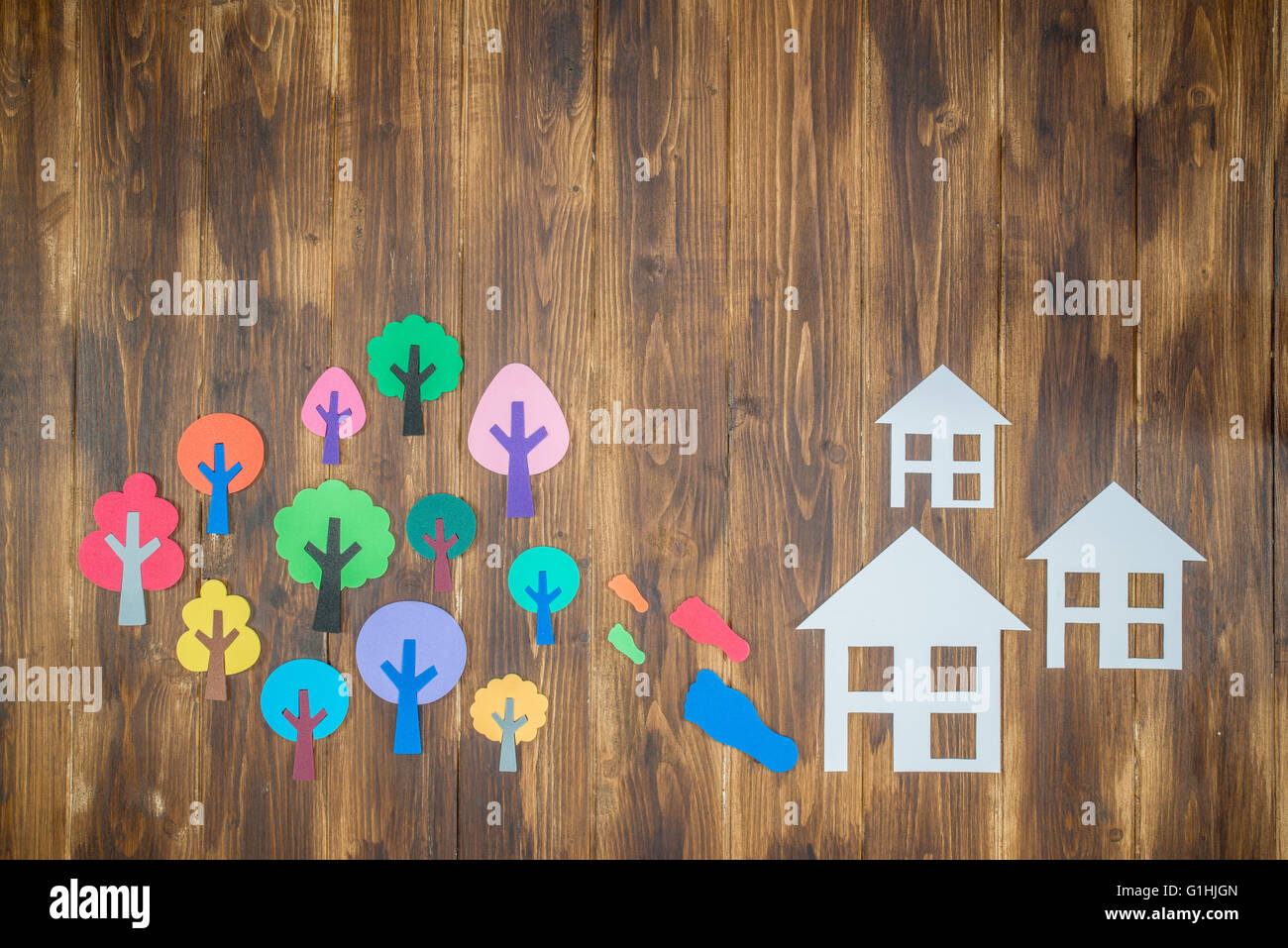 Cut out paper house trees hi-res stock photography and images - Alamy