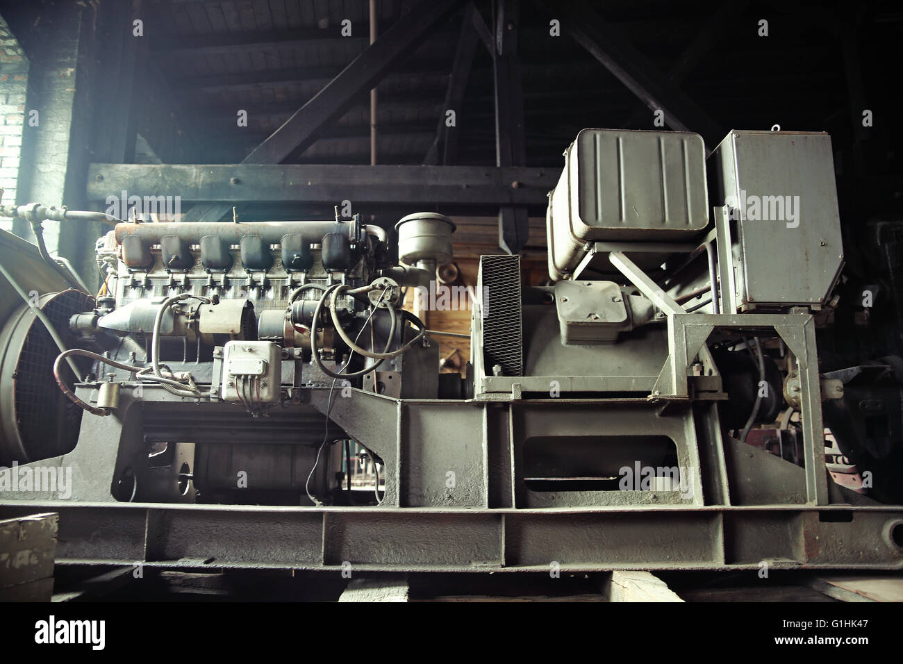 Metal machine in the antique factory Stock Photo - Alamy