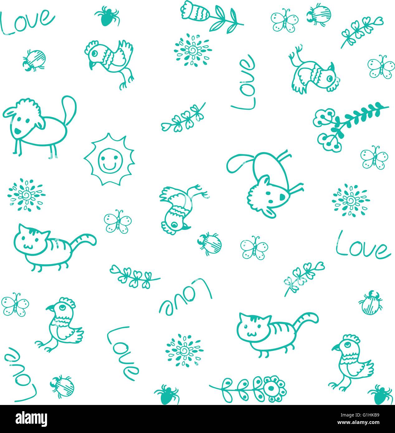 Pet animals doodle art Stock Vector Image & Art - Alamy