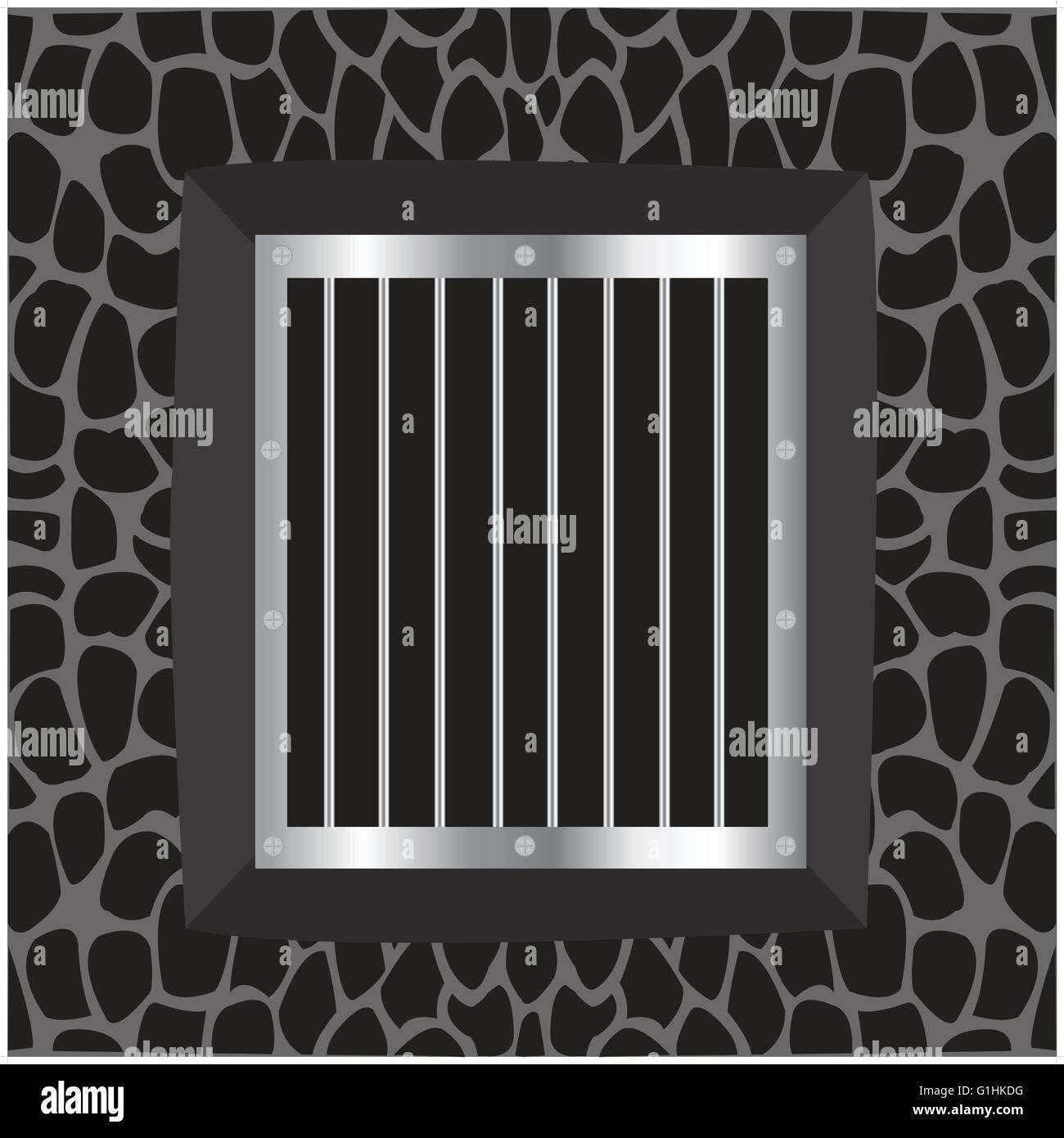 Illustration window with iron lattice on background wall Stock Vector ...