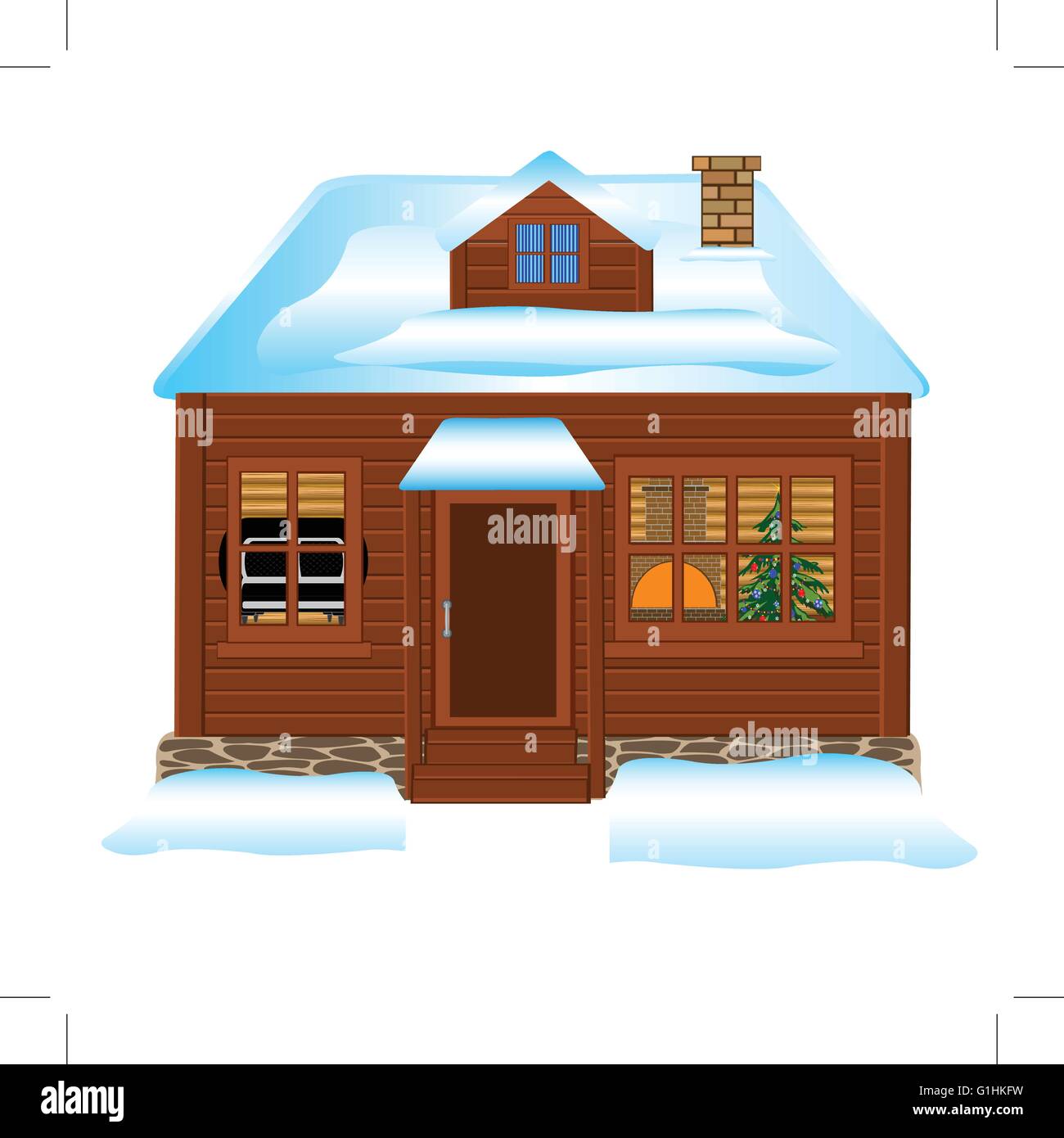 Vector illustration of the beautiful building and snow Stock Vector ...