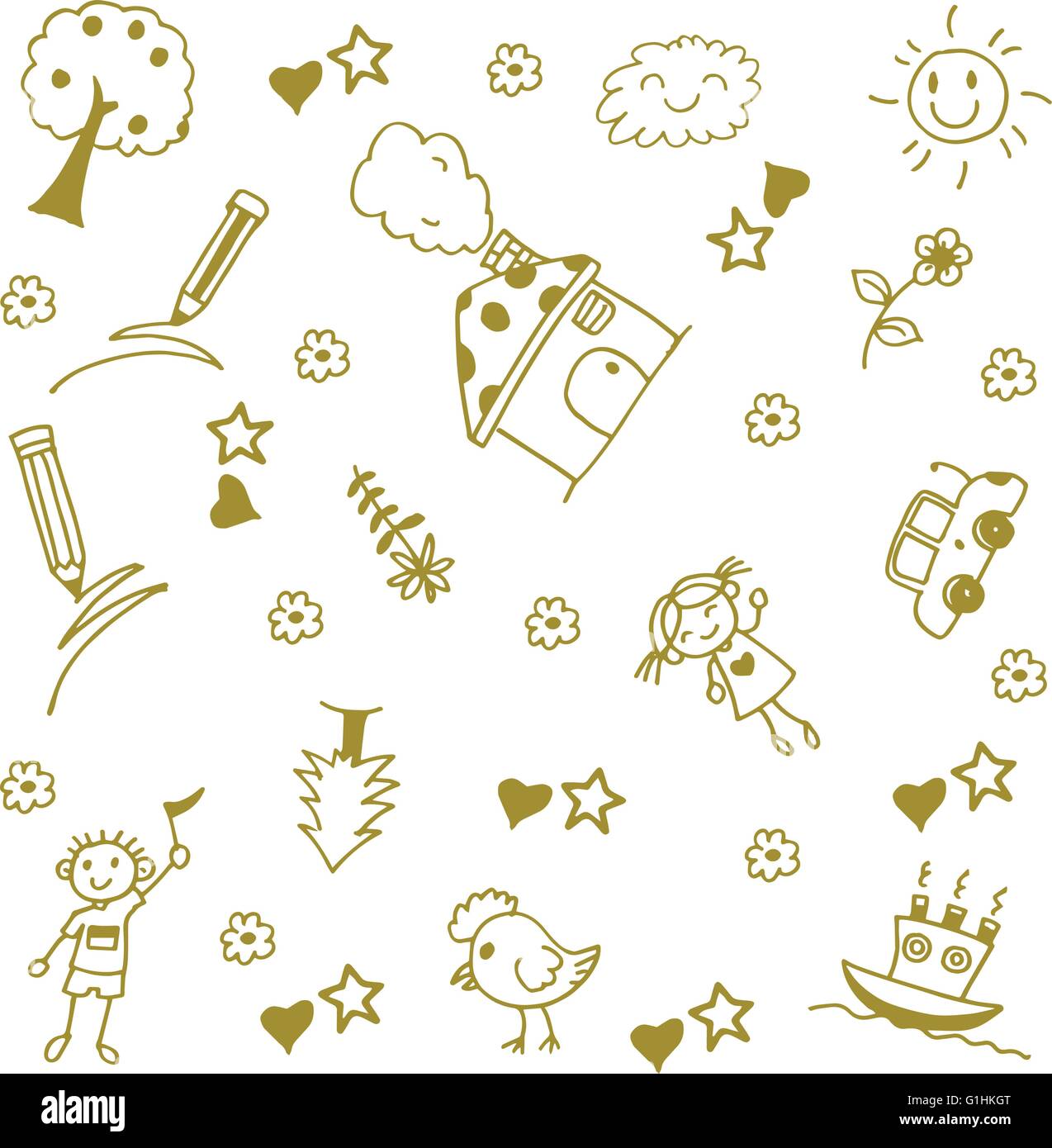 Childs happy doodle art Stock Vector Image & Art - Alamy