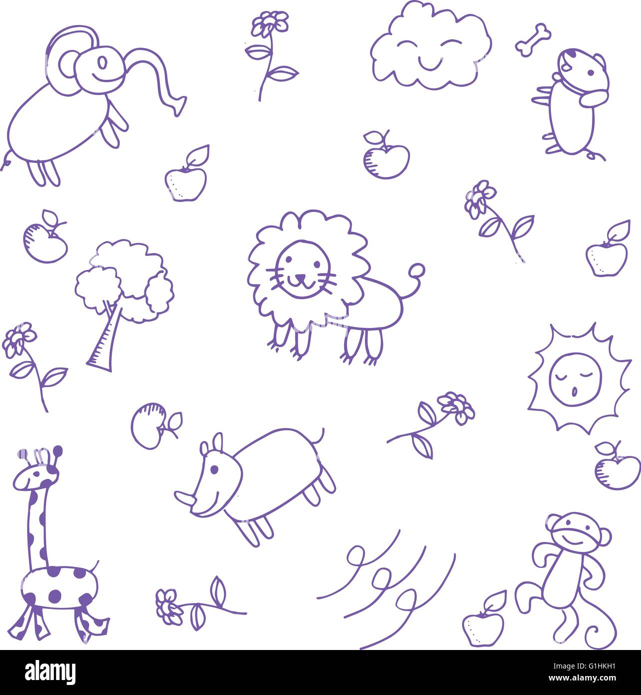 Animals doodle set Stock Vector Image & Art - Alamy