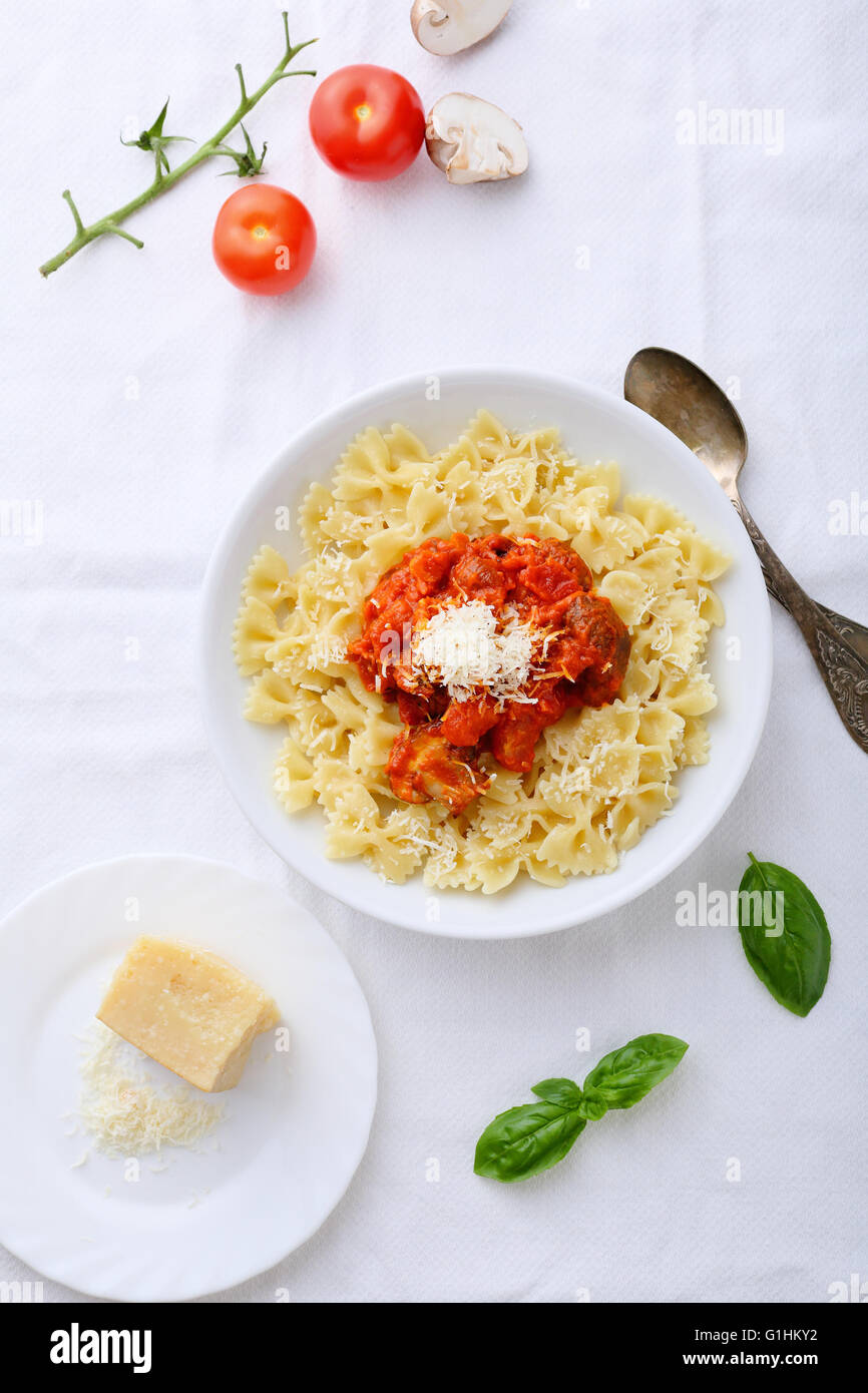 italian pasta in bowl, food top view Stock Photo - Alamy