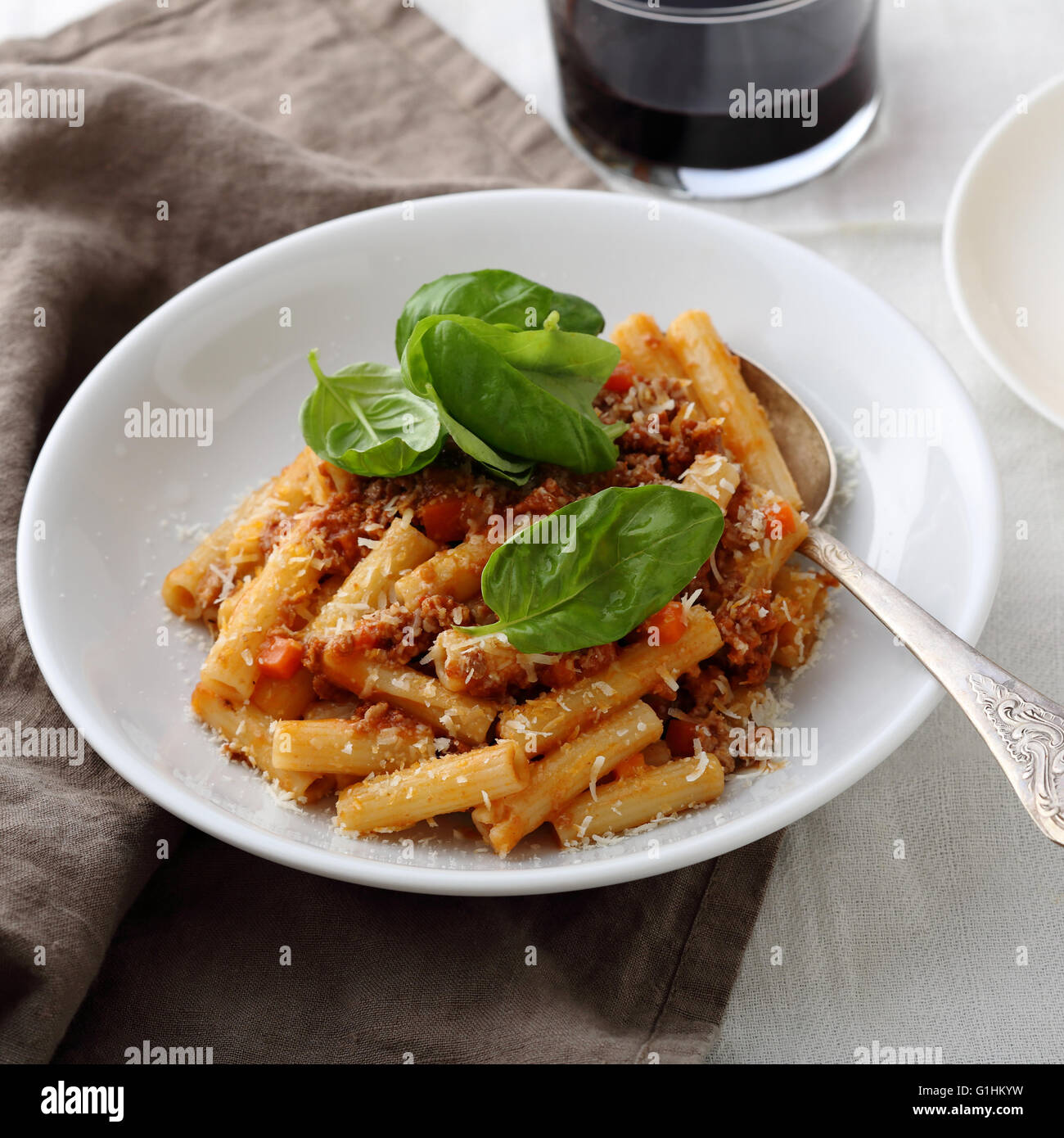 italian meat pasta in bowl, food Stock Photo - Alamy