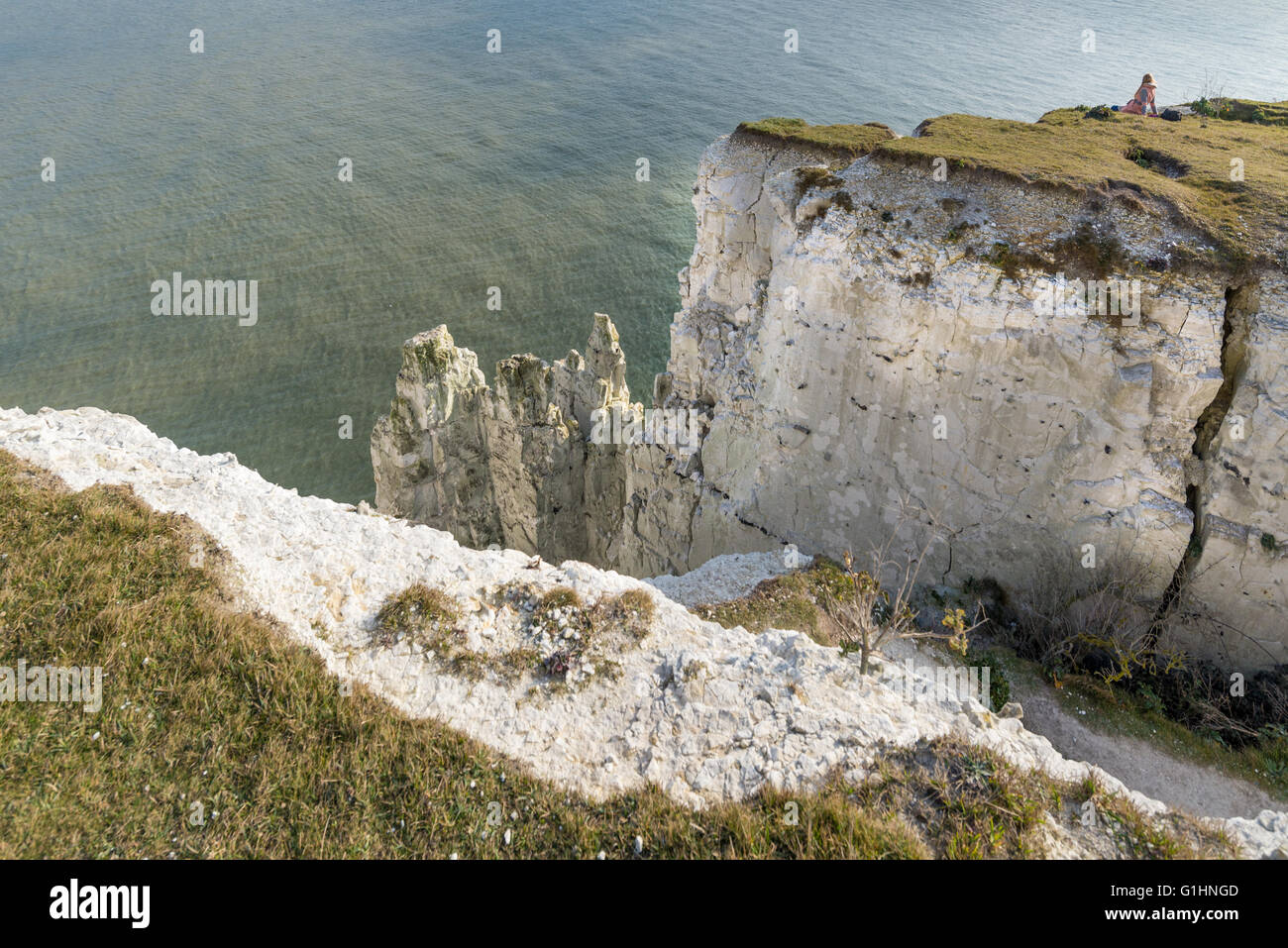 The White Cliffs of Dover, looking over the edge Stock Photo - Alamy