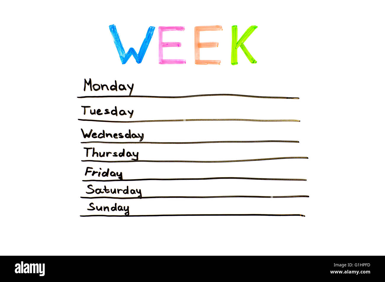 Seven days of the week hi-res stock photography and images - Alamy