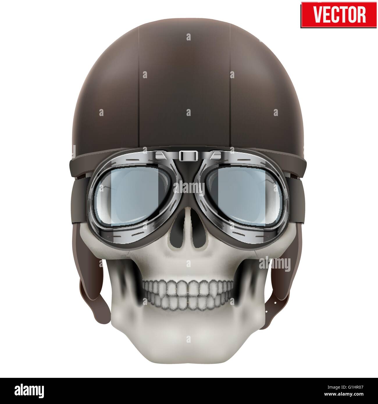 Human skull with retro aviator or biker helmet Stock Vector Image & Art ...