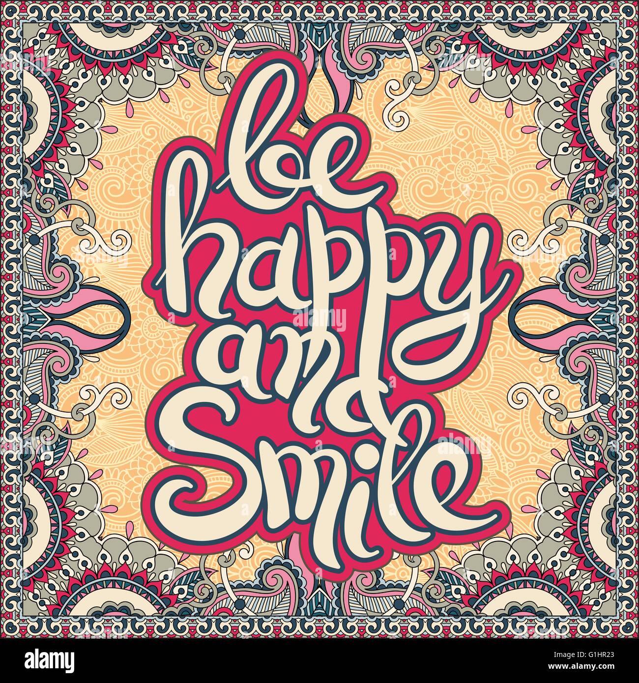 handwritten lettering inscription be happy and smile concept ins Stock ...