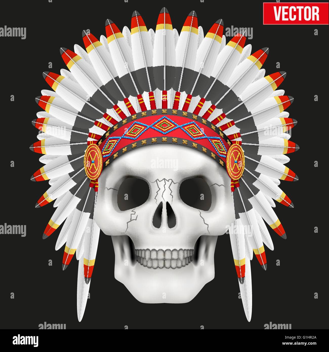 Human skull with indian chief hat Stock Vector Image & Art - Alamy