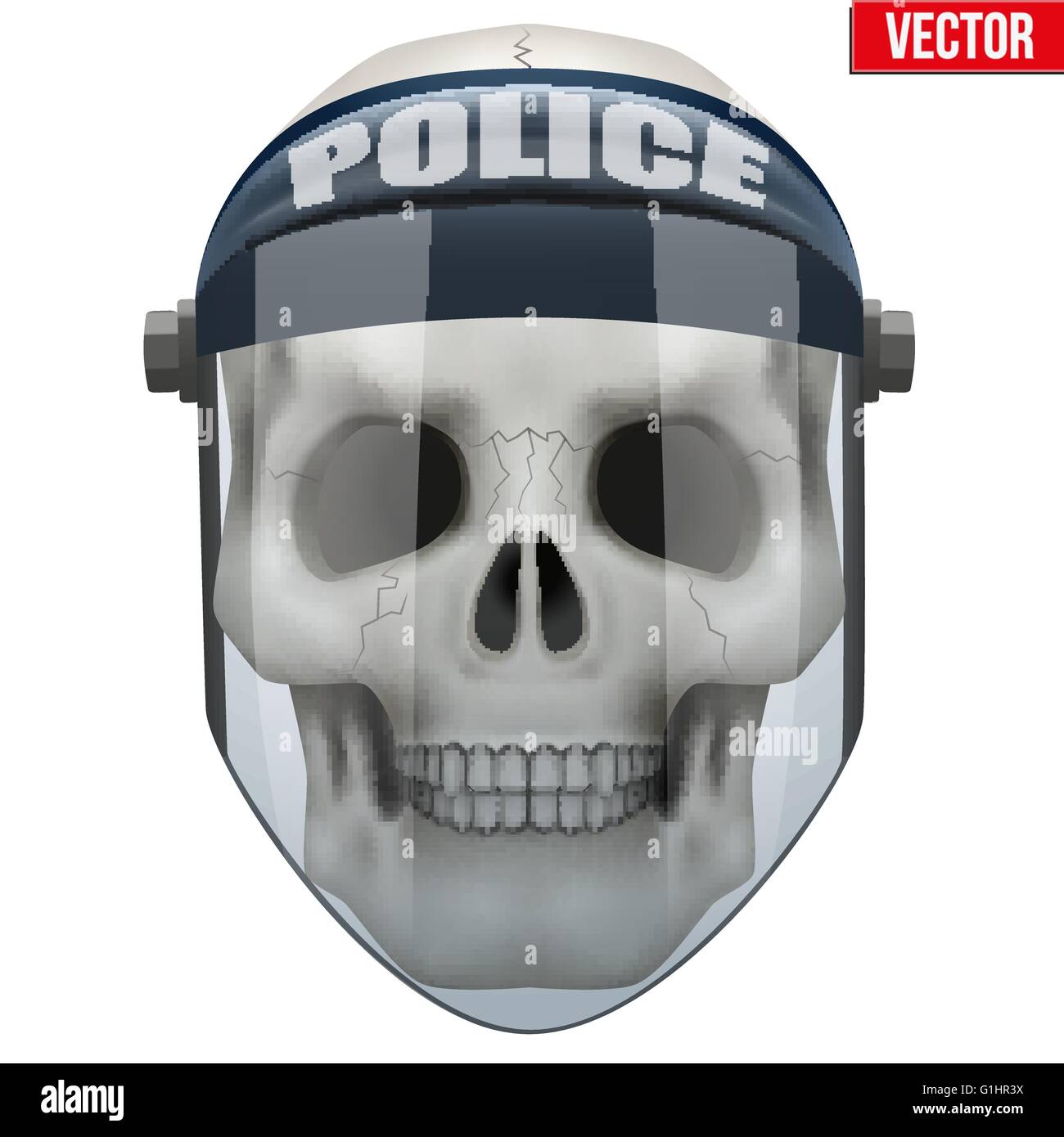 Vector Human skull with police protect mask on head Stock Vector Image ...