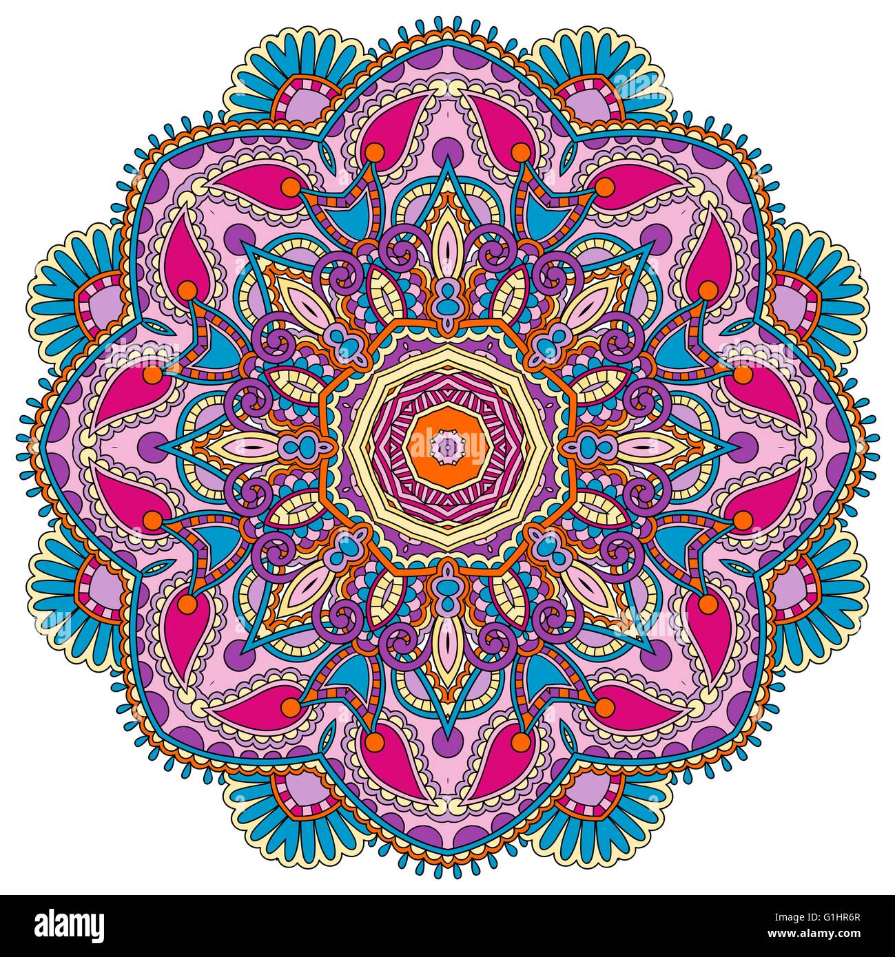 mandala, circle decorative spiritual indian symbol of lotus flow Stock ...