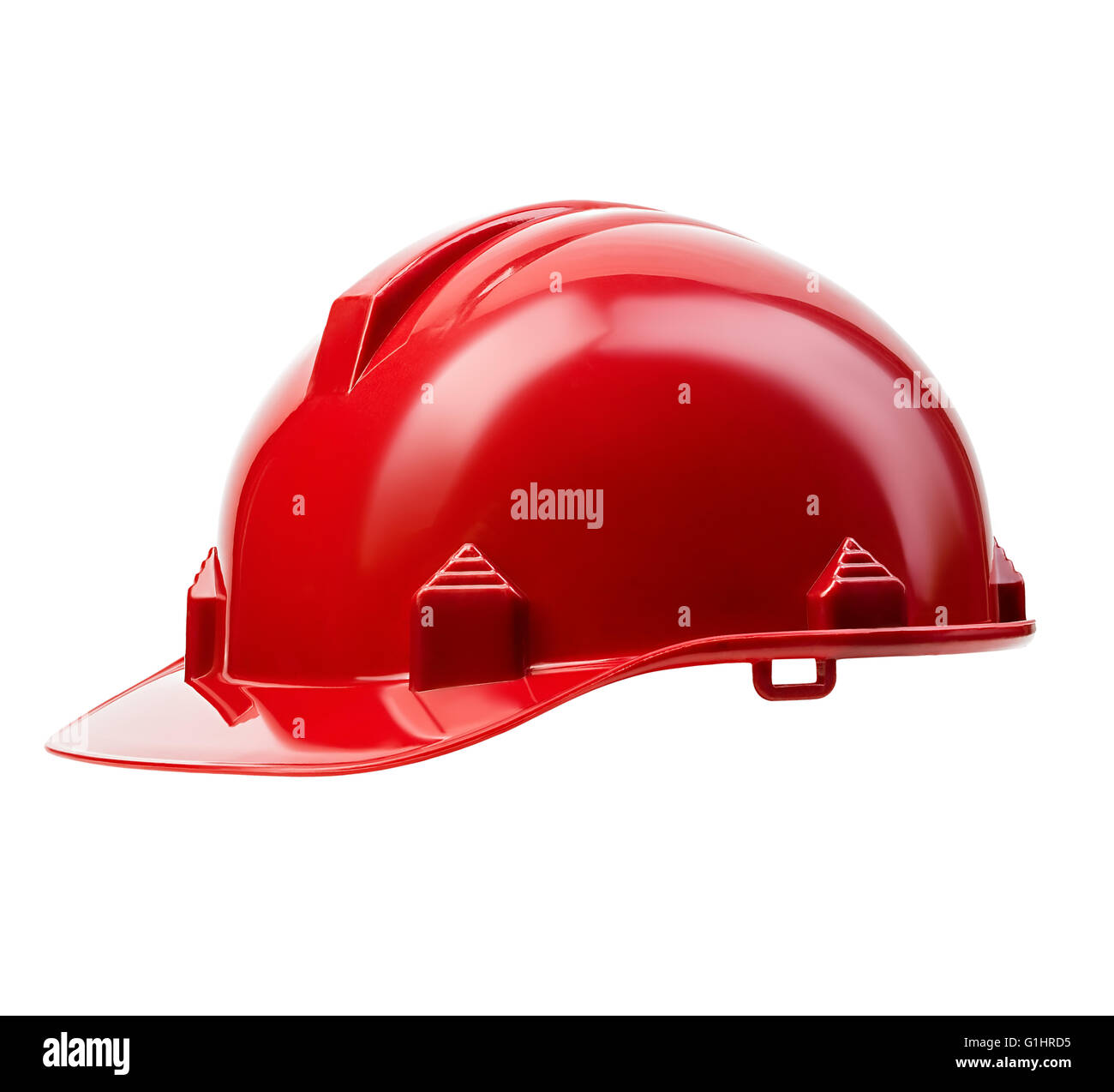 Red safety helmet close-up isolated on a white background Stock Photo ...