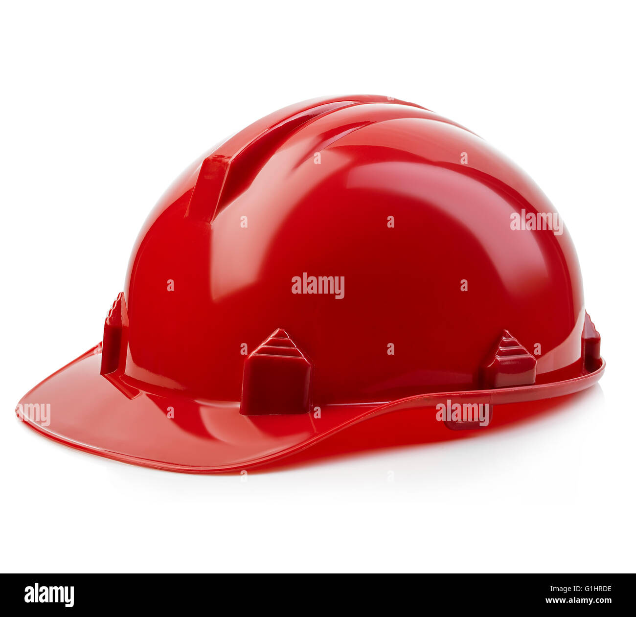 Red safety helmet close-up isolated on a white background Stock Photo ...