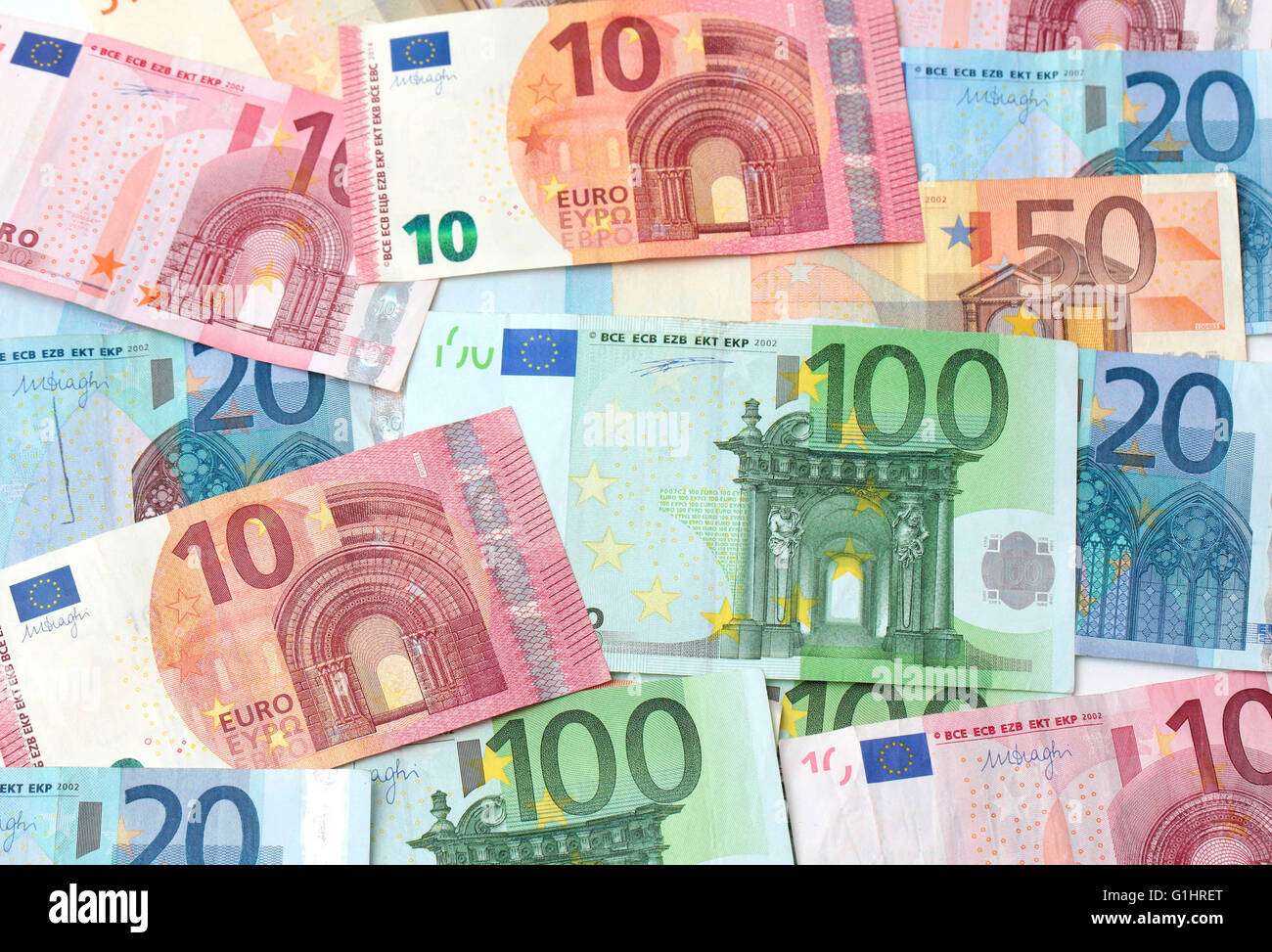 Various euro bills Stock Photo - Alamy