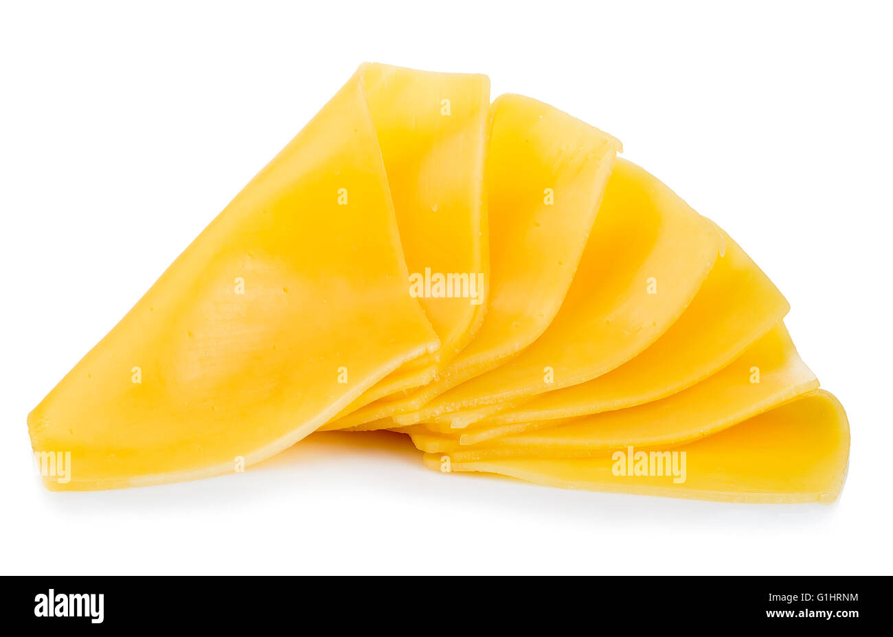 Cheese slices close-up isolated on a white background Stock Photo - Alamy