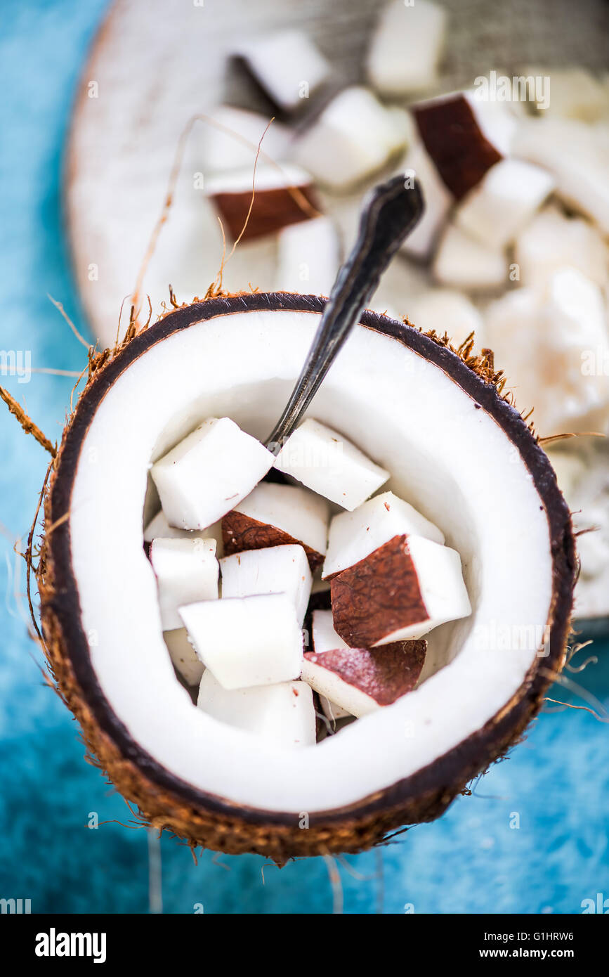 Coconut halves pieces glass hi-res stock photography and images - Alamy