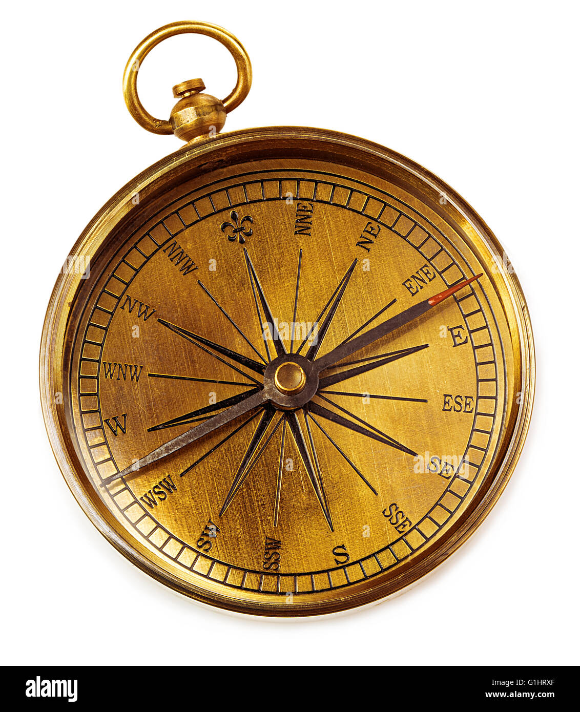 Old vintage brass compass isolated on a white background Stock Photo ...