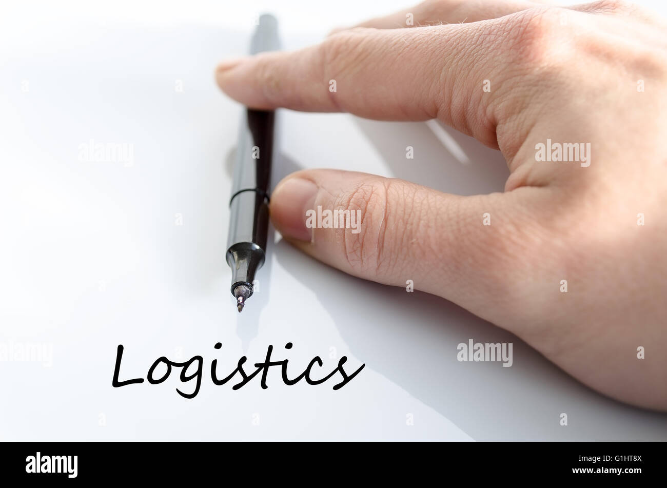 Logistics text concept isolated over white background Stock Photo - Alamy