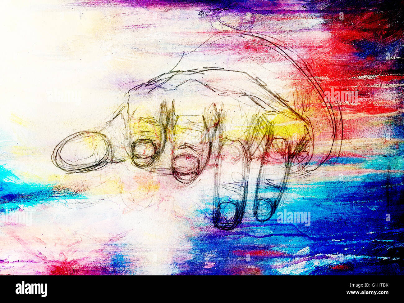 hand drawing, pencil sketch on paper, Color effect Stock Photo - Alamy