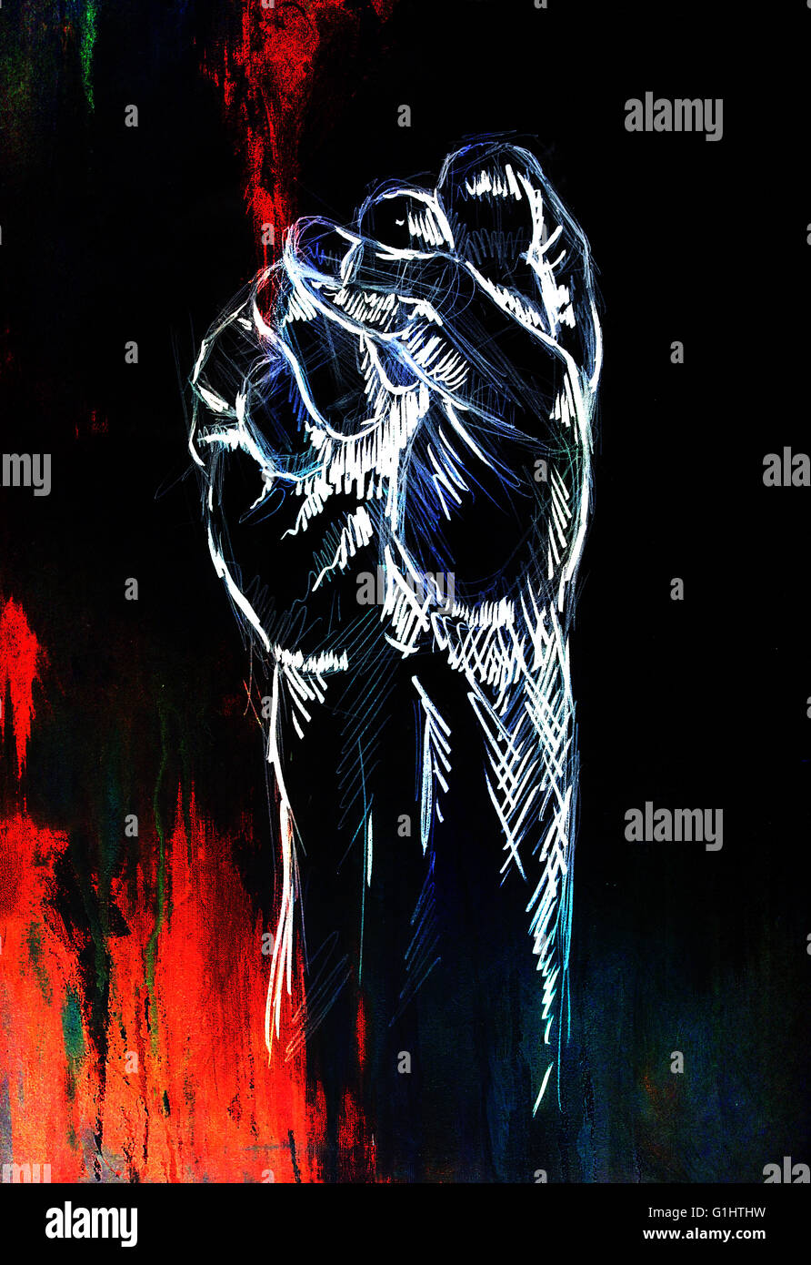 Fist drawing pencil sketch hi-res stock photography and images - Alamy