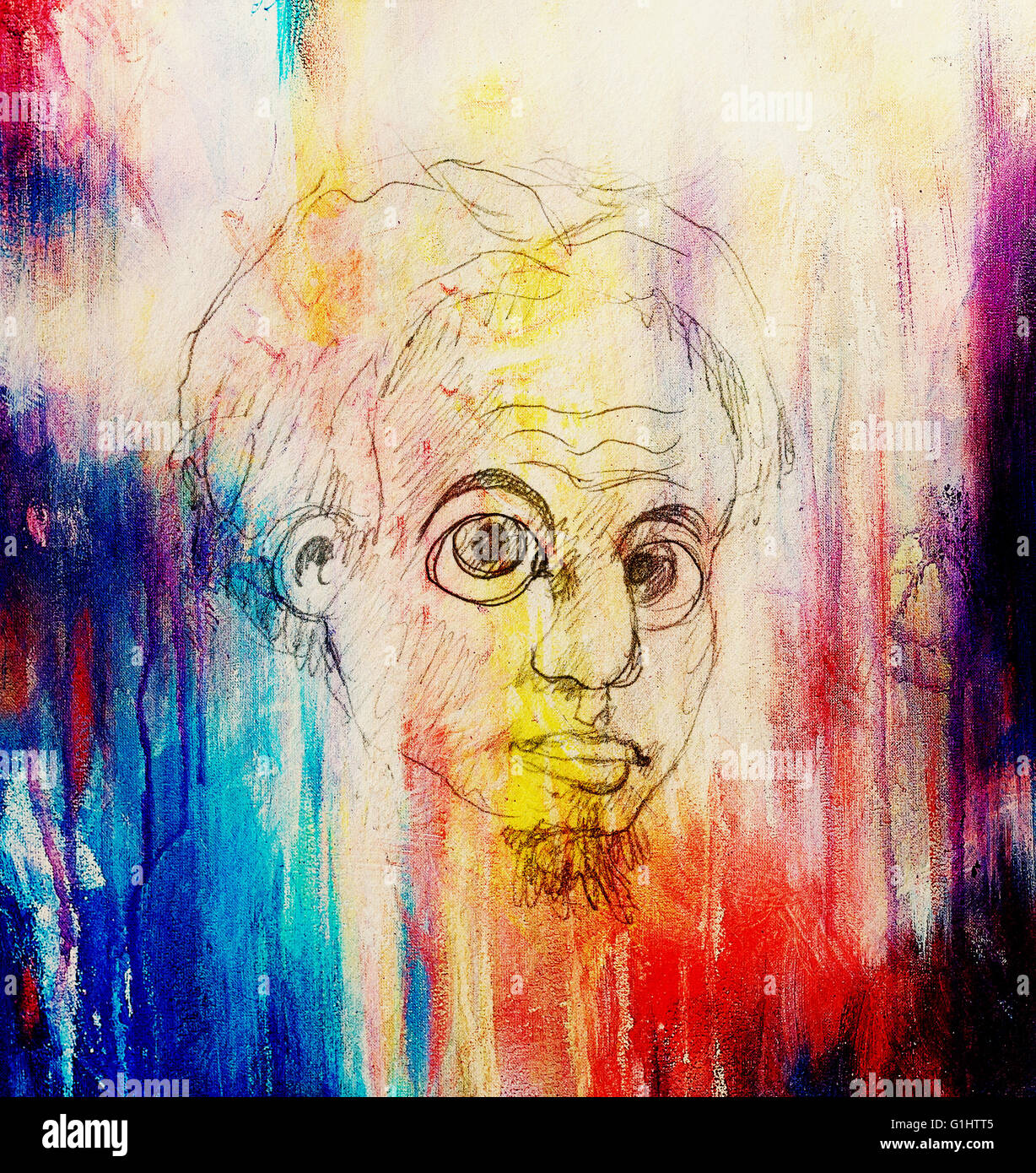 Man drawing, pencil sketch on paper, Color effect Stock Photo - Alamy