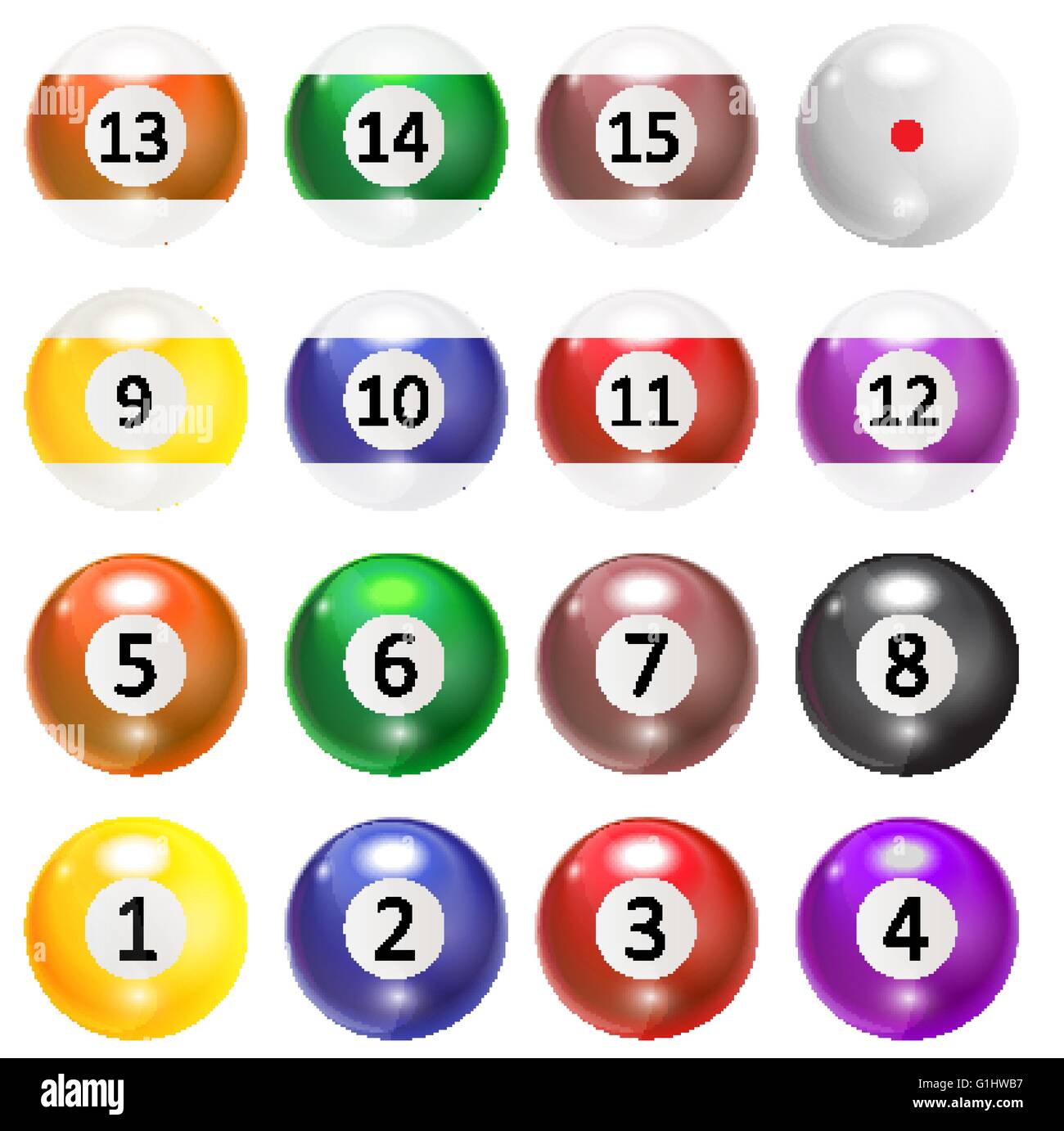 Billiard pool balls collection Cut Out Stock Images & Pictures - Alamy