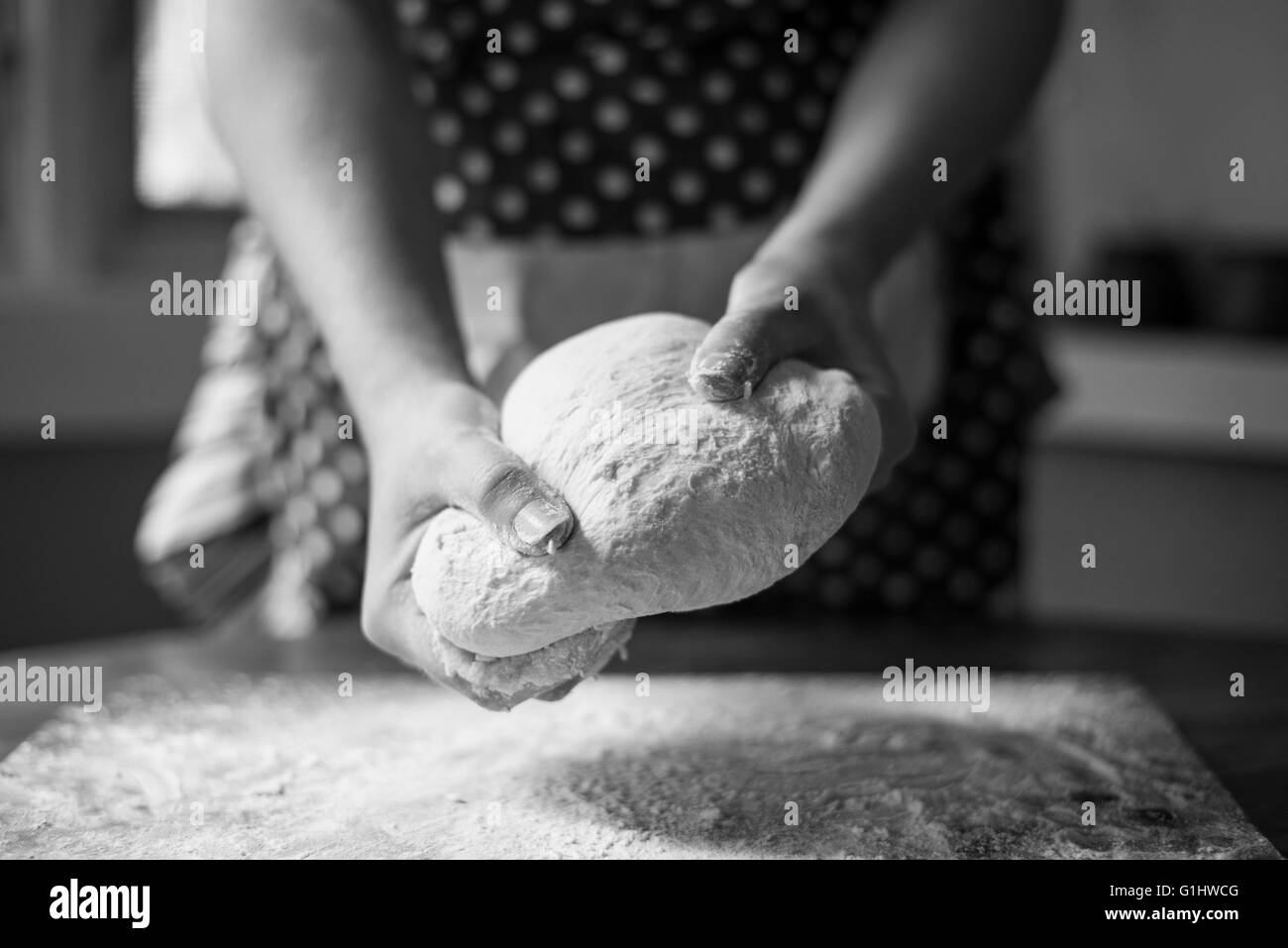 Cooking bread woman homemade Black and White Stock Photos & Images - Alamy