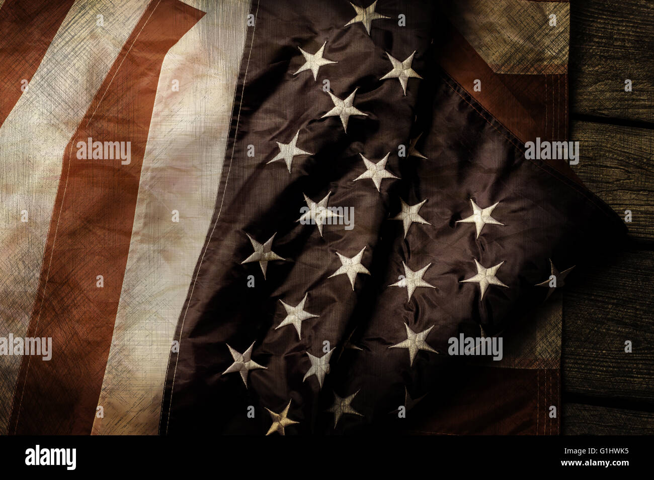 Aged and crumpled US flag Stock Photo - Alamy