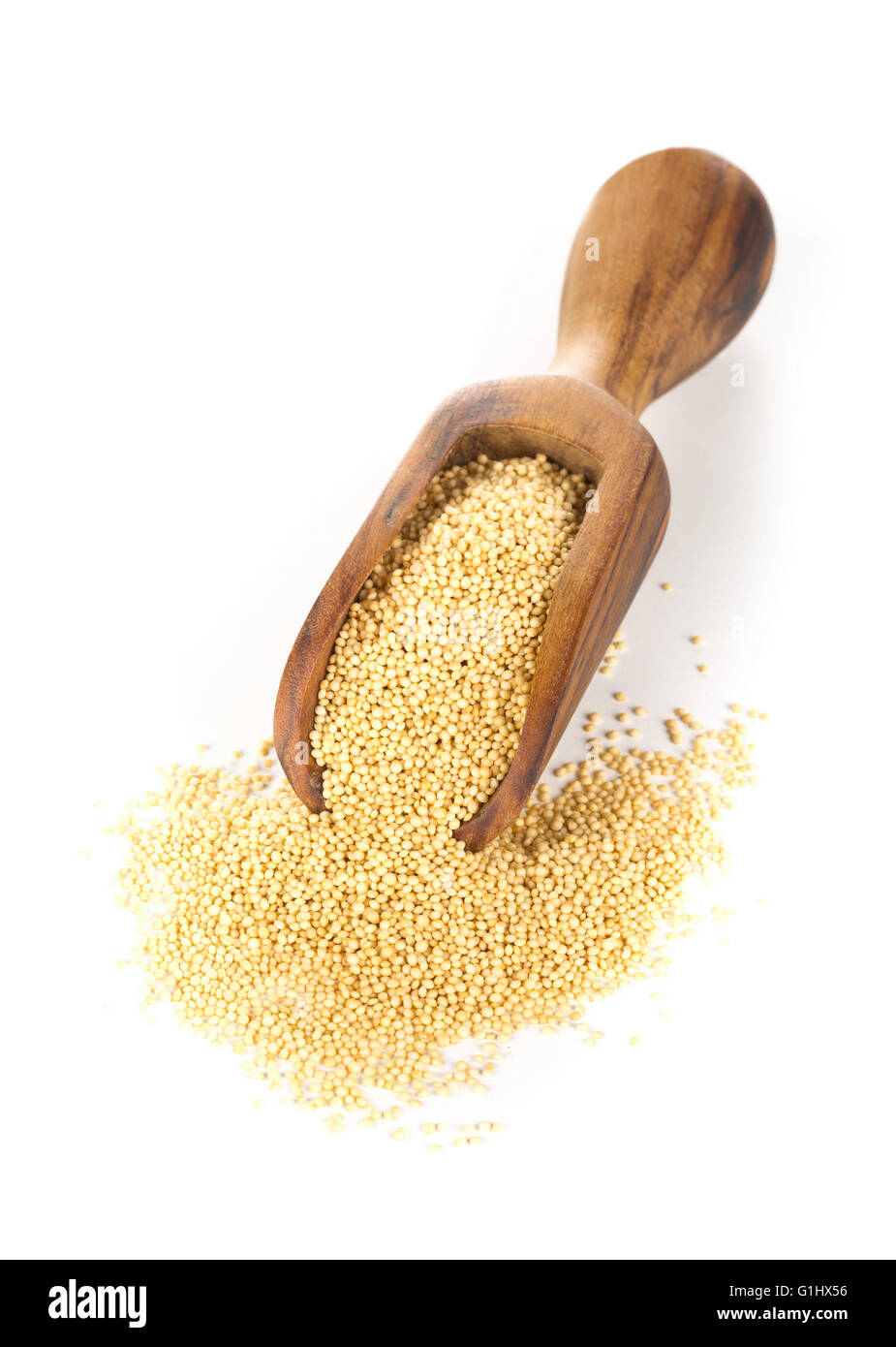 Raw amaranth seeds on wooden scoop over white background Stock Photo ...